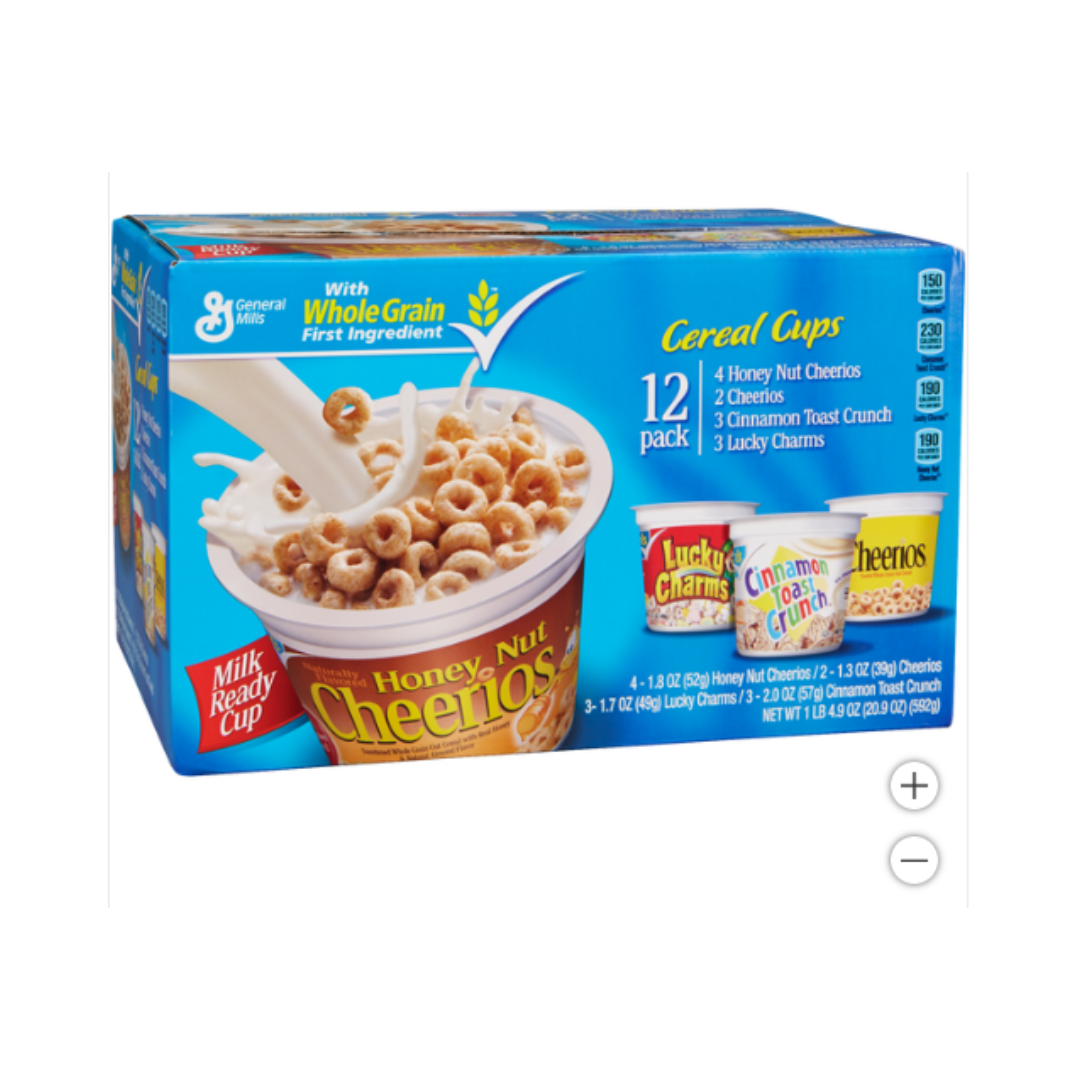 General Mills Cereal Cup, Variety Pack, 12 ct - Cereal Cups, Breakfast ...