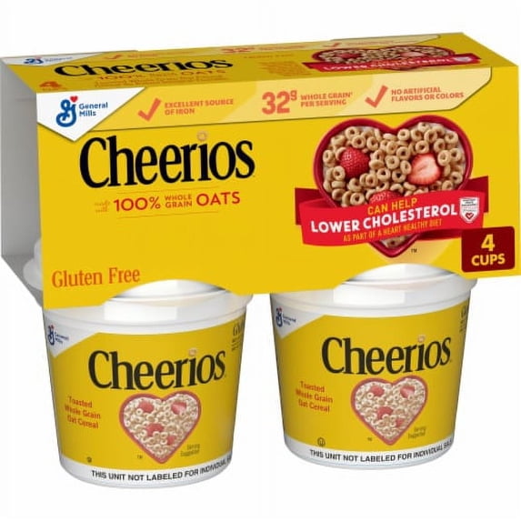 General Mills Cheerios Cereal Cups - 1.3 oz - 4 pk - Walmart.com