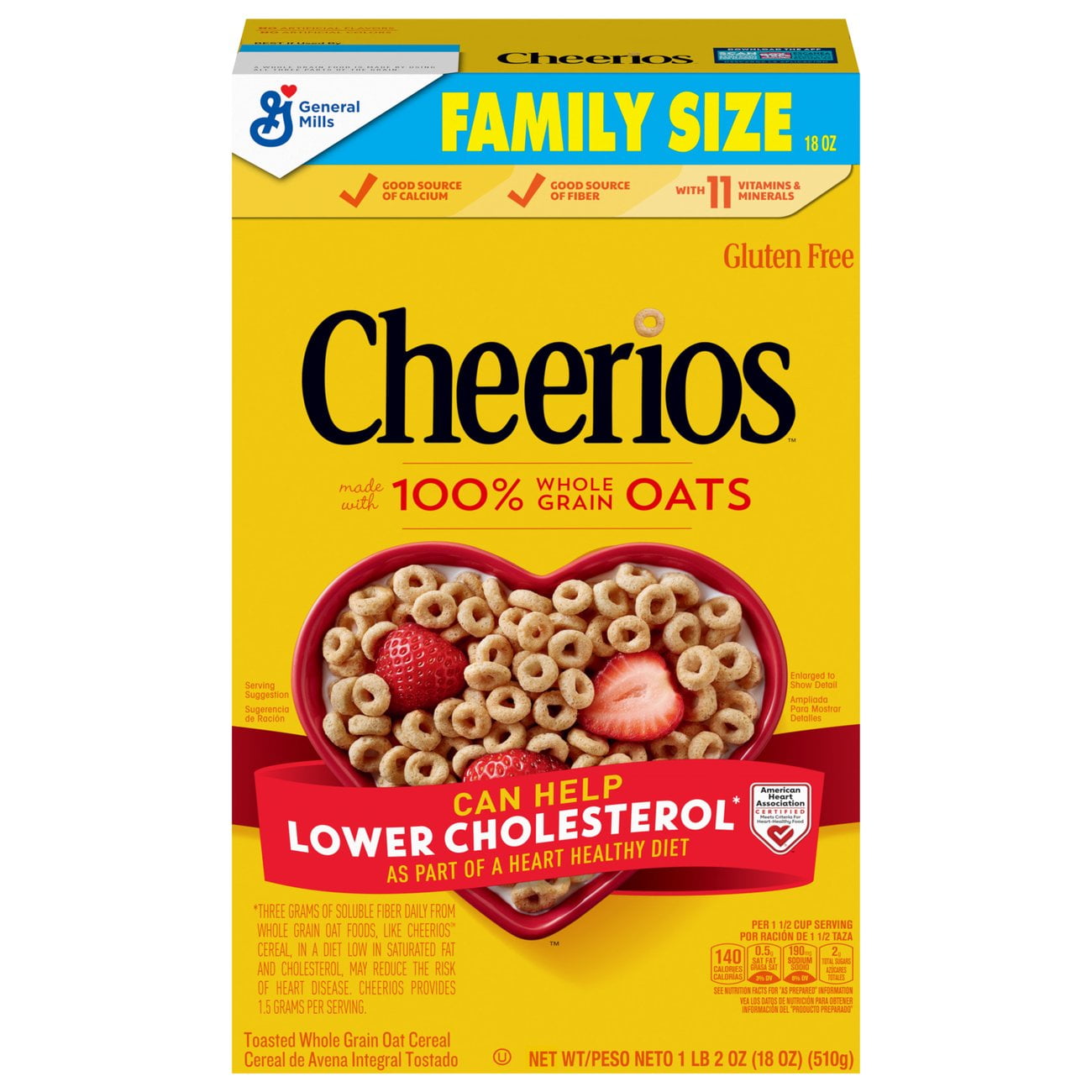 General Mills Cheerios Cereal Family Size, 18 oz (Package May Vary ...