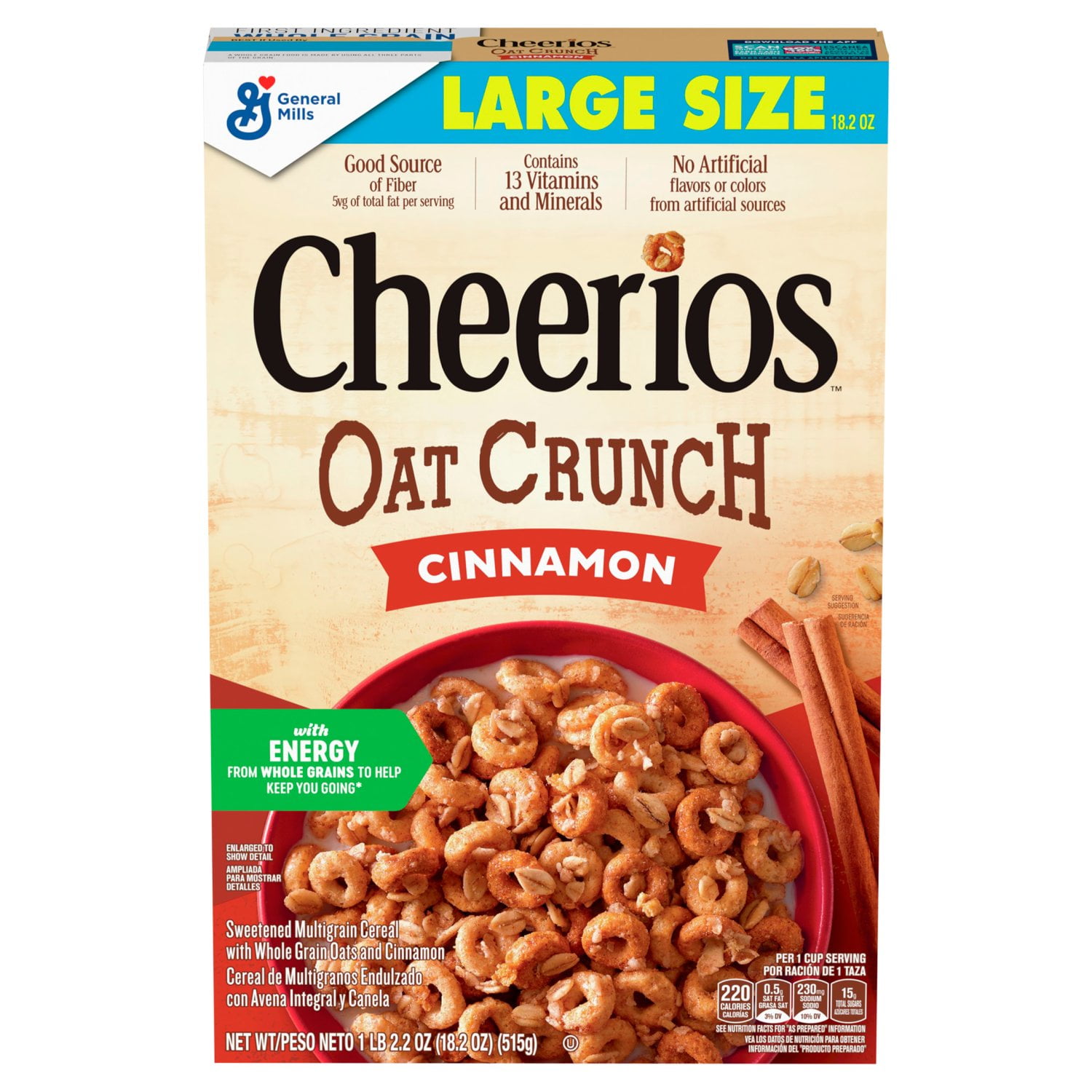 General Mills Cheerios Oat Crunch Cinnamon Cereal - Walmart.com