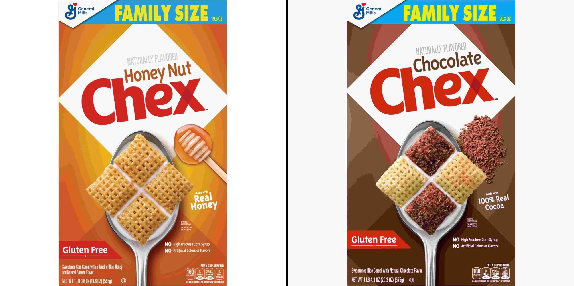 General Mills Honey Nut Chex Cereal 19.6 oz & General Mills Chocolate ...