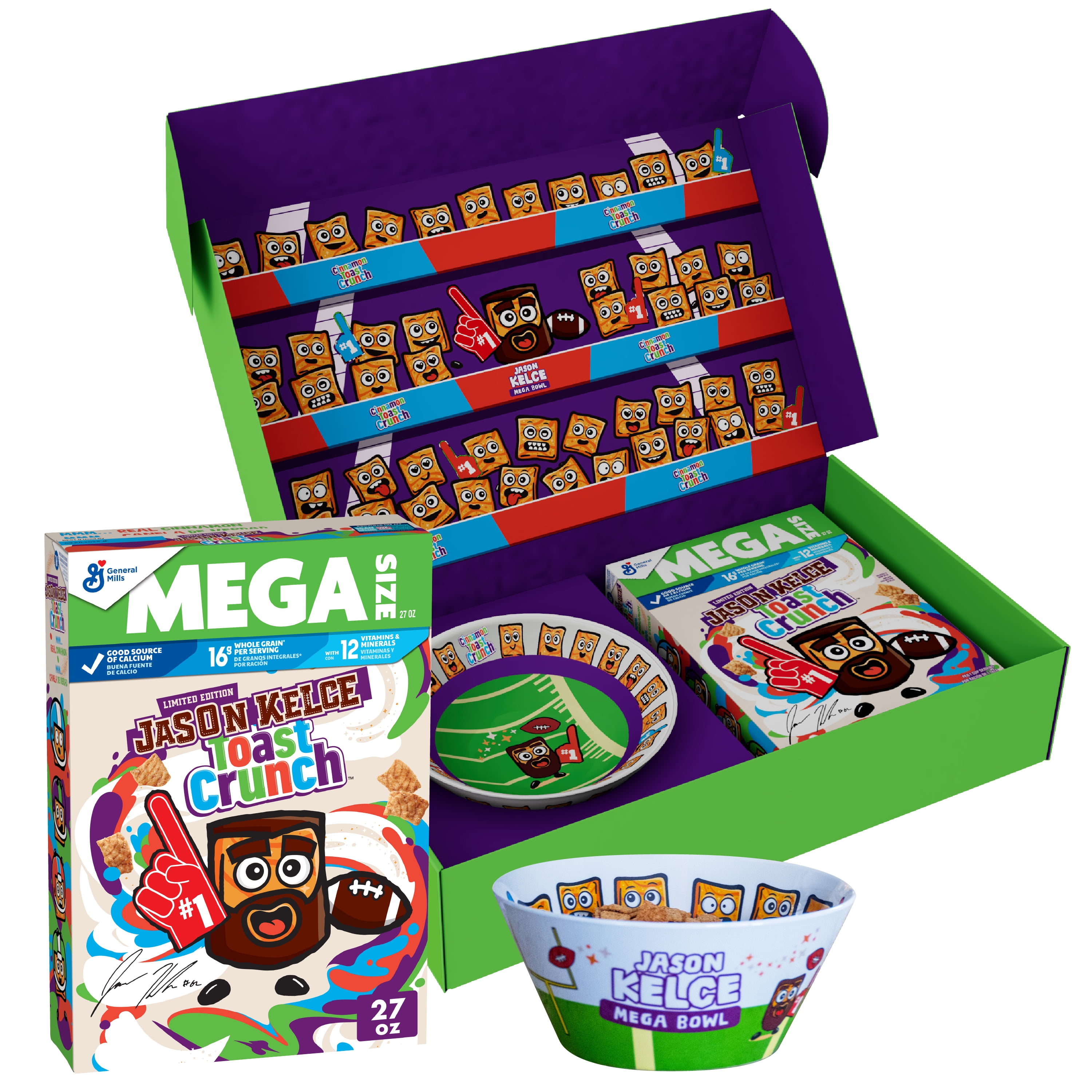 General Mills Jason Kelce Toast Crunch Breakfast Cereal Mega Size, 27 ...