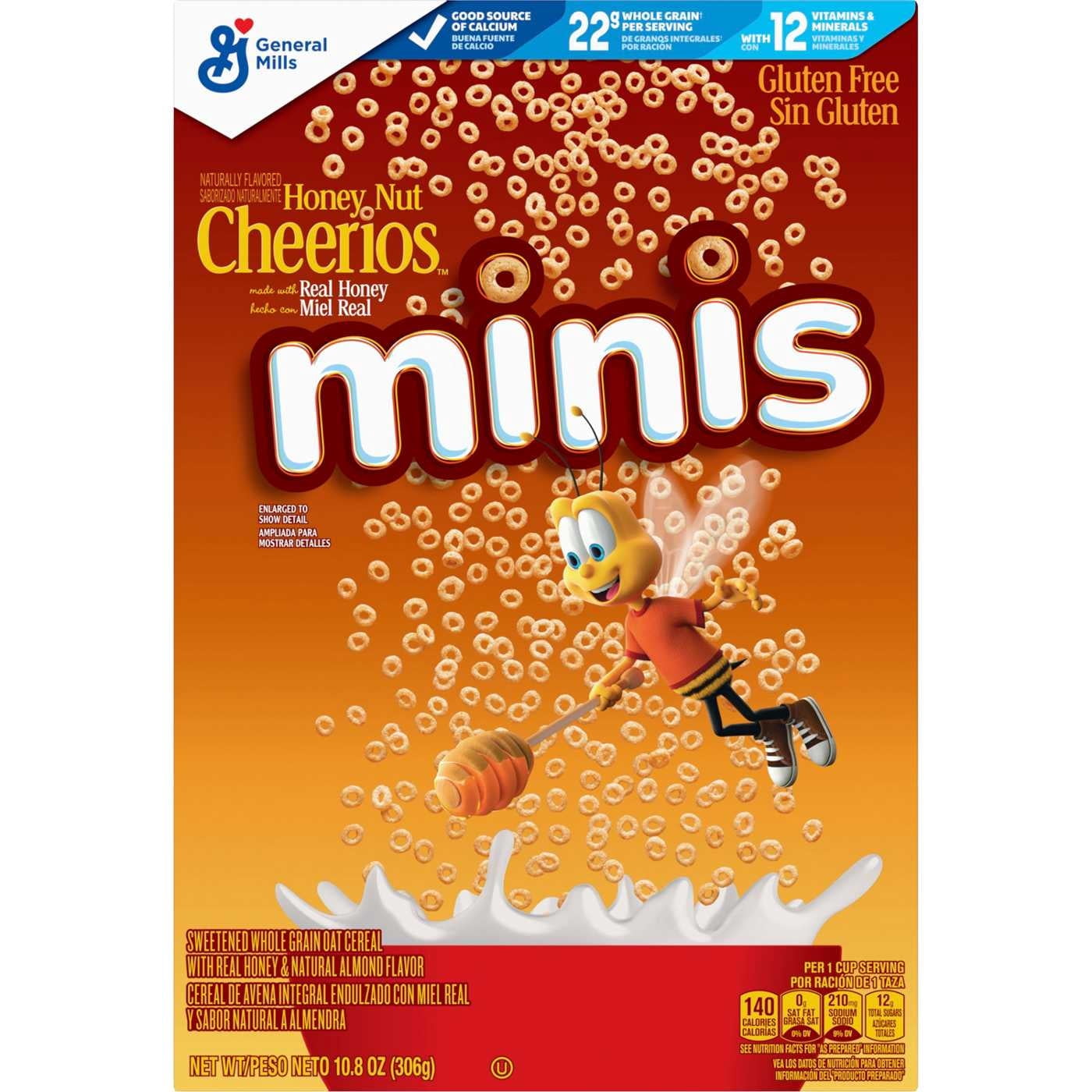 General Mills Minis Honey Nut Cheerios Cereal, 10.8 oz, Minis Honey Nut ...
