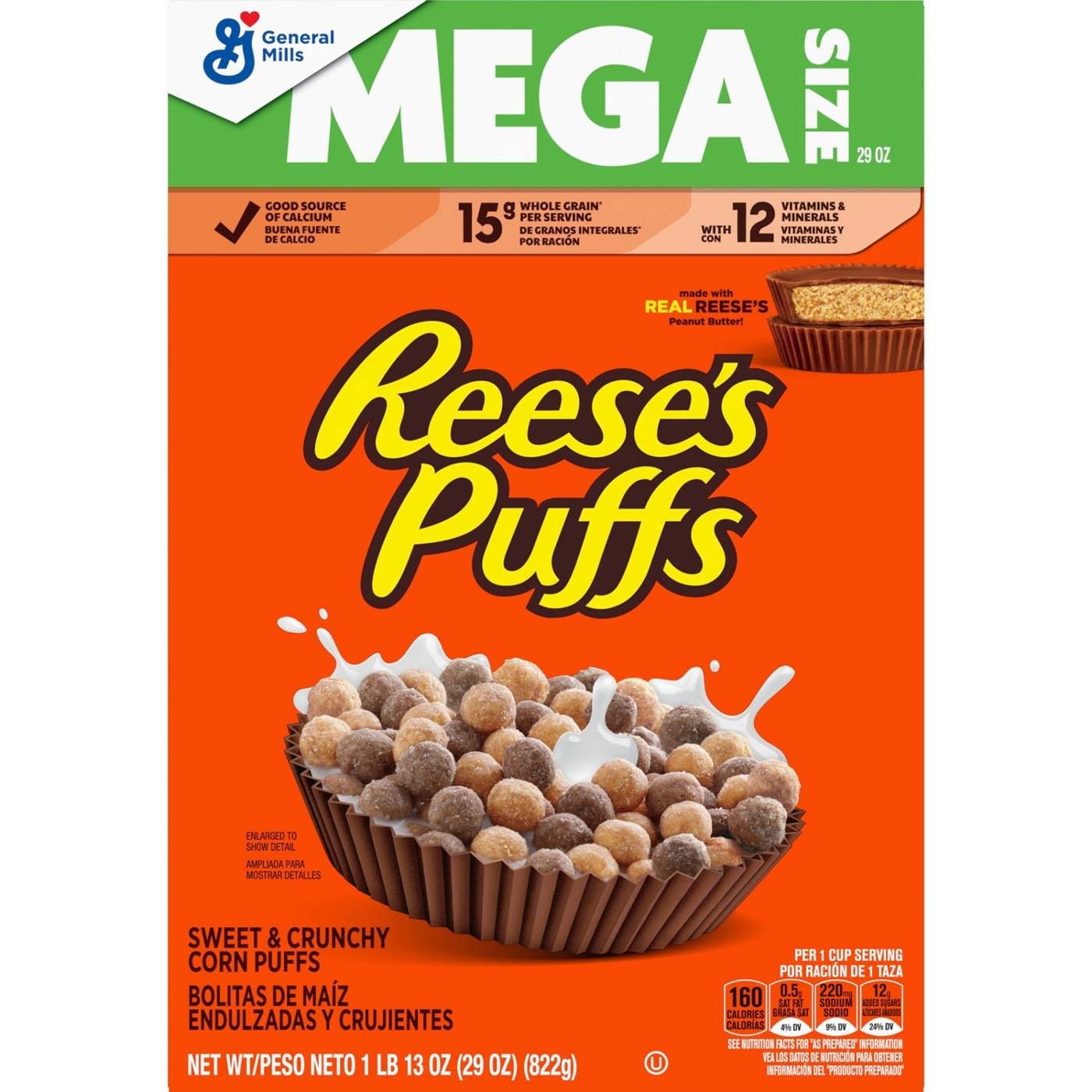 General Mills Reese's Puffs Cereal - Mega Size, 29 oz, Reese's Puffs ...