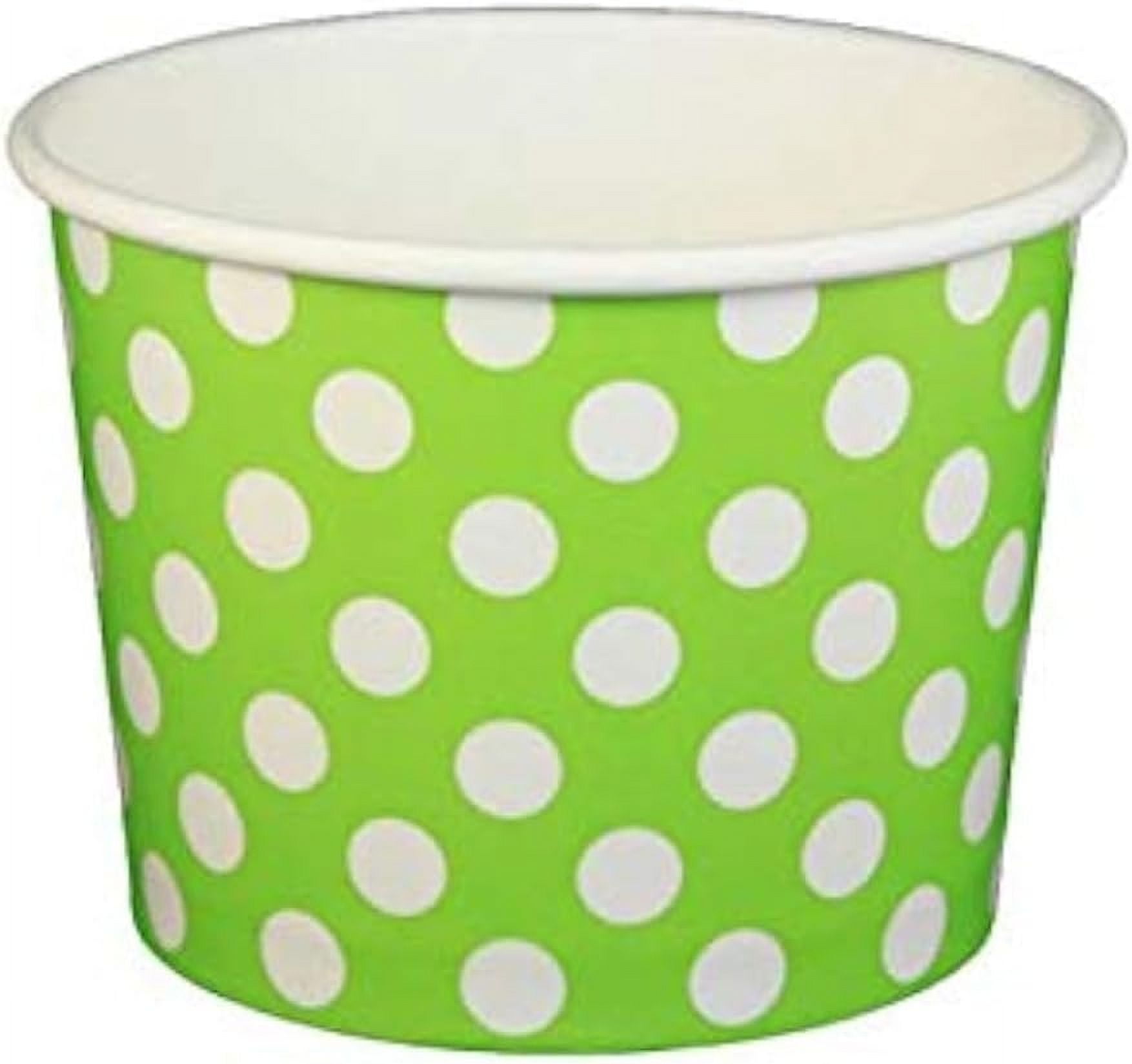 General Paper Ice Cream Cups Polka Dot Paper Yogurt Cups 6OZ Lime Green ...