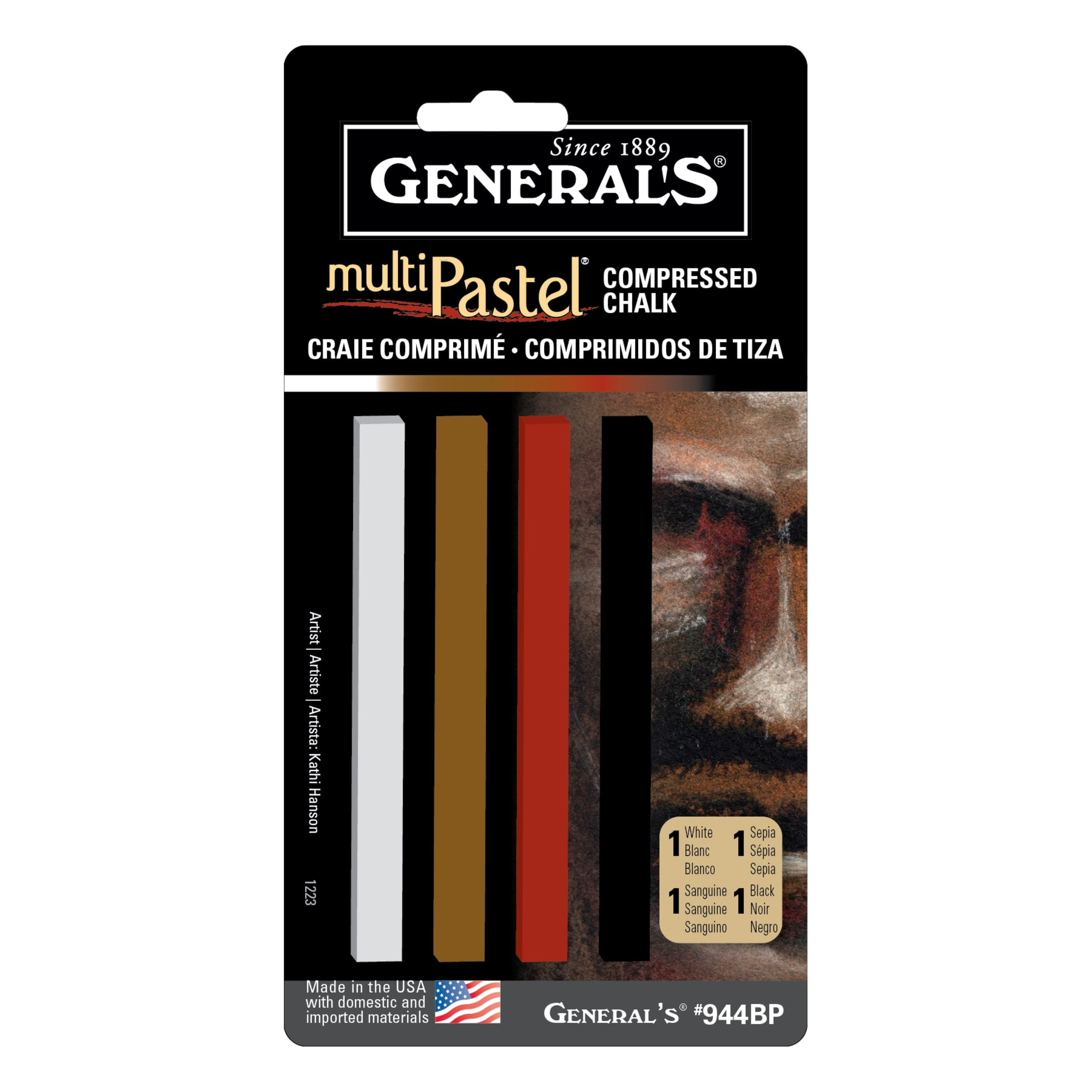 General Pencil Compressed Pastel Chalk Set, 4-Colors, Traditional ...