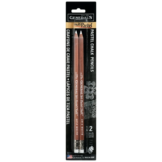 General Pencil Multi-Pastel Chalk Pencil Set, 2-Pencils, White - Walmart.com