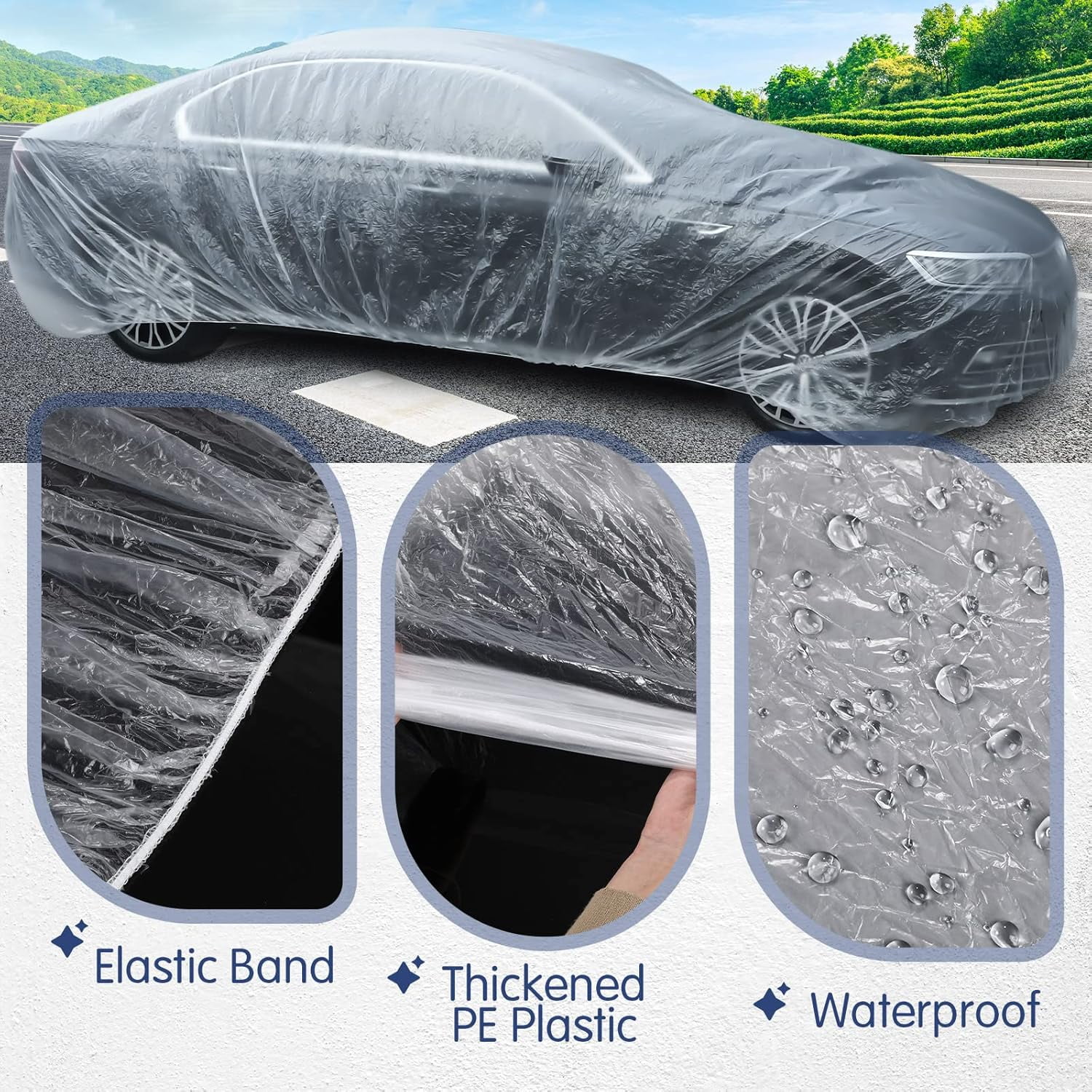 General Purpose Clear Plastic, Full Exterior Sedan Cover, 12.5 x 21.3 ...