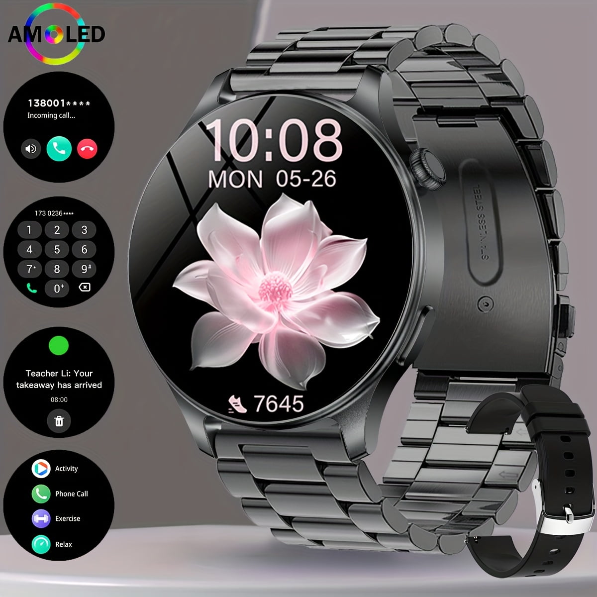General Smart Watch with 1.53” HD AMOLED Screen, Wireless 5.3 Call/SMS ...