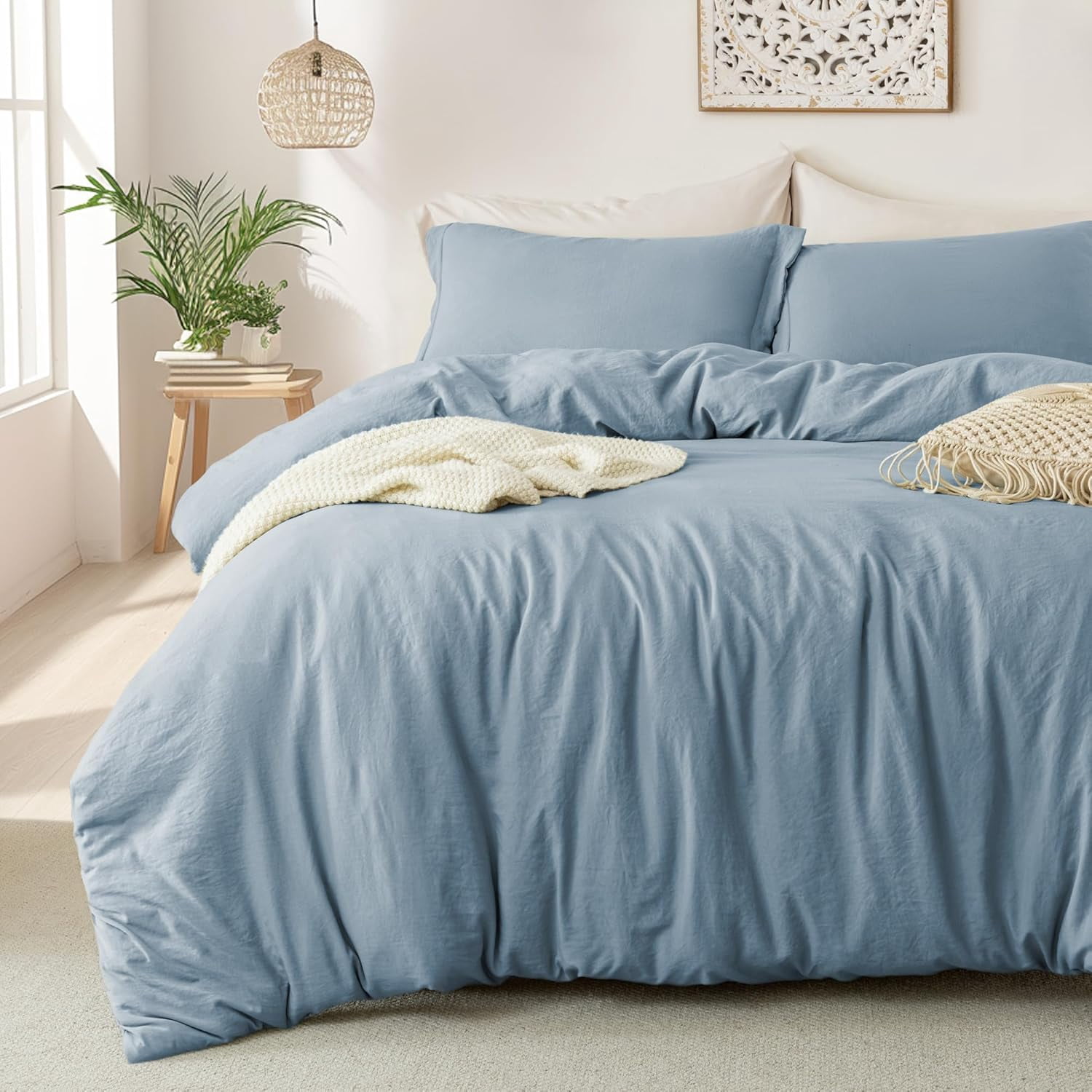 General Super Soft Duvet Cover - 100% Washed Microfiber Haze Blue ...