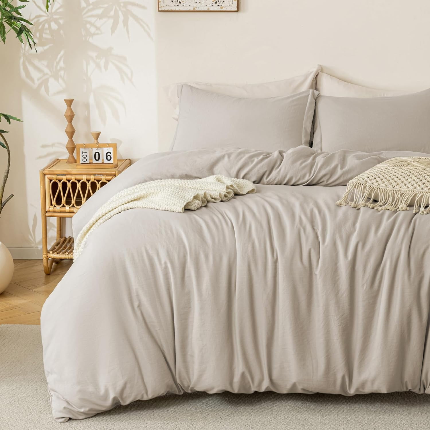 General Super Soft Duvet Cover - 100% Washed Microfiber Linen Grey ...