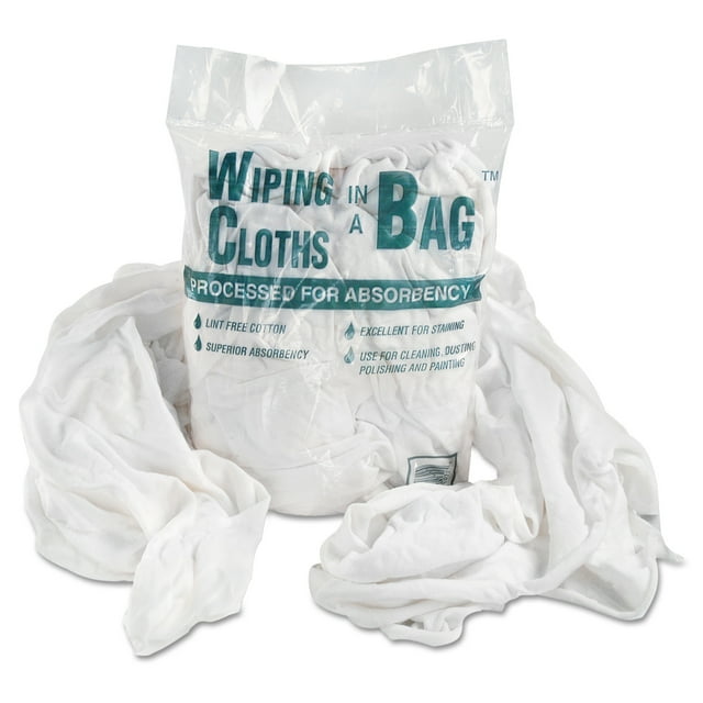 General Supply Bag-A-Rags Reusable Wiping Cloths, Cotton, White, 1lb ...