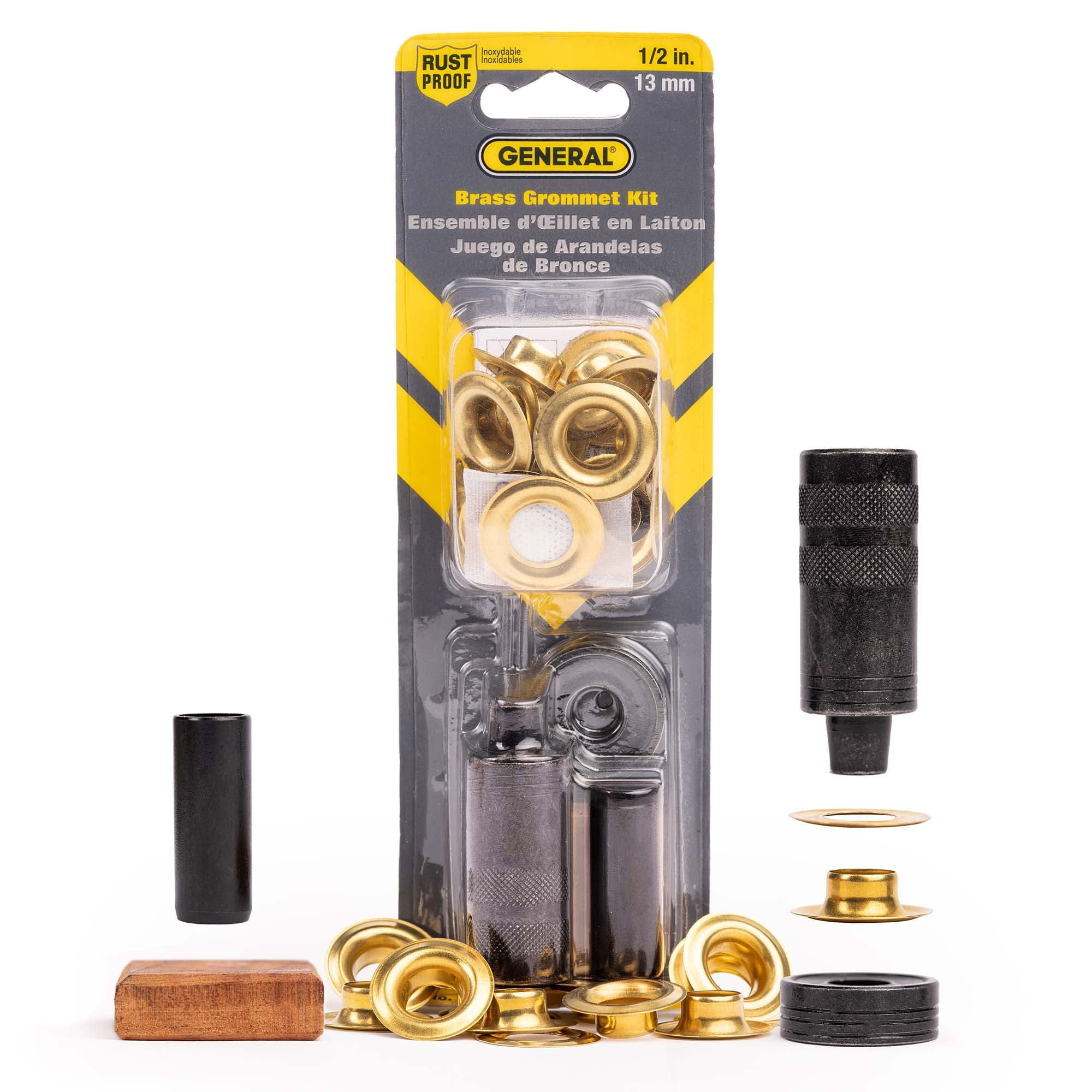 General Tools 1/2" Grommet Tool Kit - 12 Solid Brass Grommets for Tarps ...
