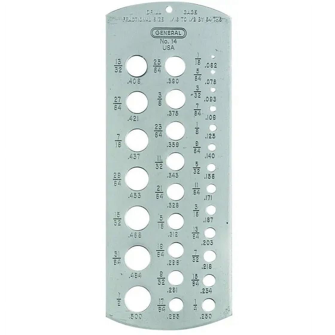 General Tools 14 Stainless Steel Professional Drill Bit Gauge, Each ...