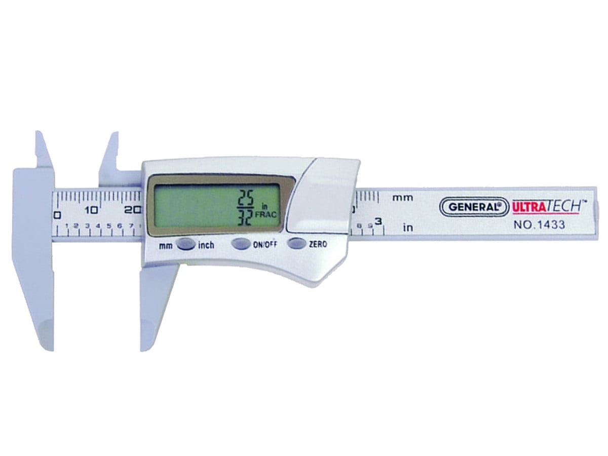 General Tools 1433 Fraction Plus Digital Fractional Caliper, Carbon ...