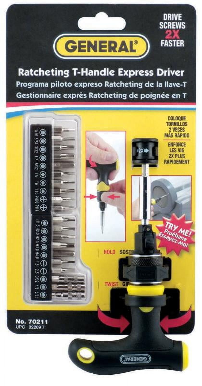 General Tools 70211 Ratcheting Multi-Bit T-Handle Screwdriver - Walmart.com