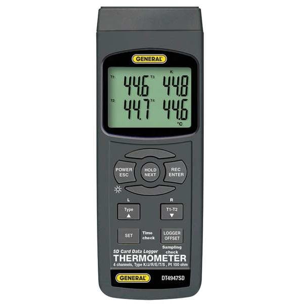 General Tools Thermocouple Thermometer,Type K,4 Inputs DT4947SD ...