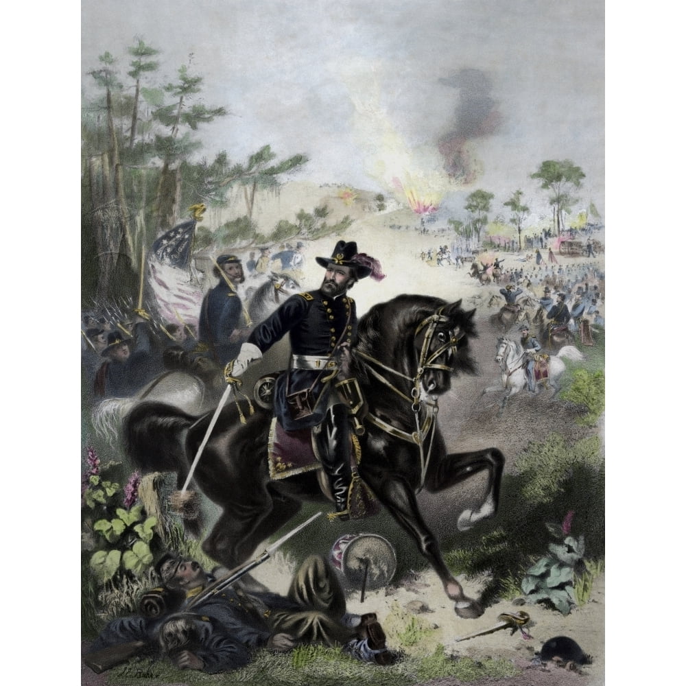 General Ulysses S. Grant leading Union troops into battle Poster Print ... General Ulysses S. Grant leading Union troops into battle Poster Print ...