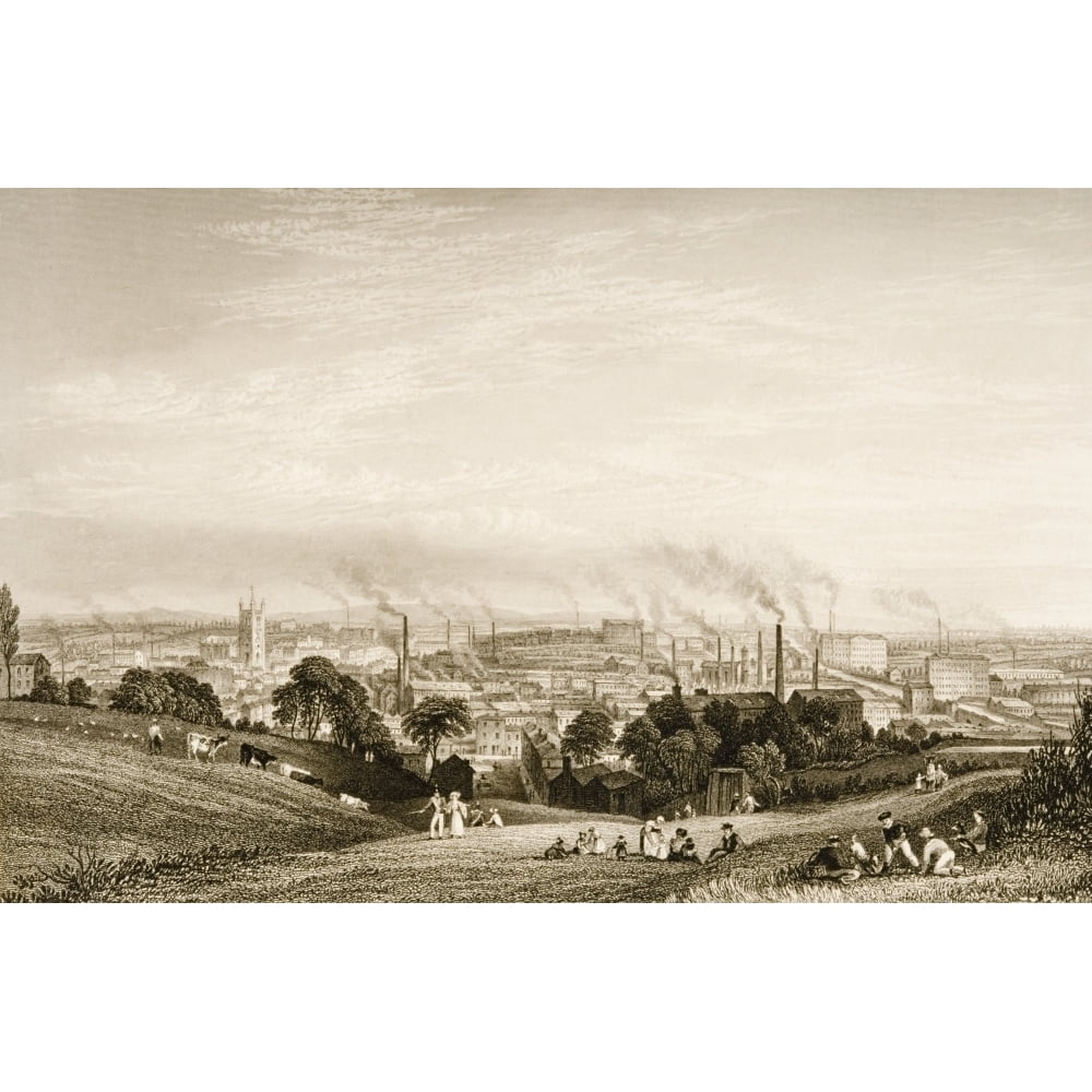 General View Of Stockport Lancashire In 1830S Showing Cotton Mills ...
