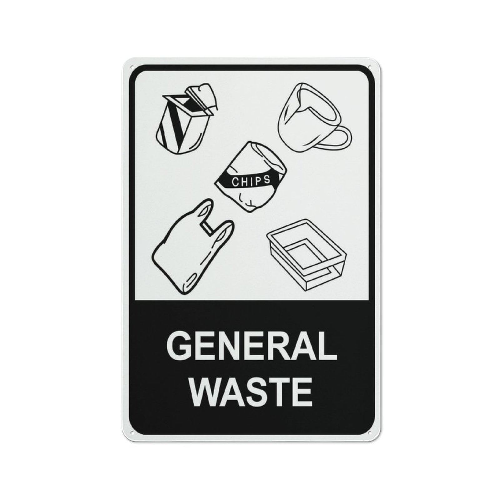 General Waste Sign 12 X 8 Inches Aluminum Sign Reflective - Uv ...