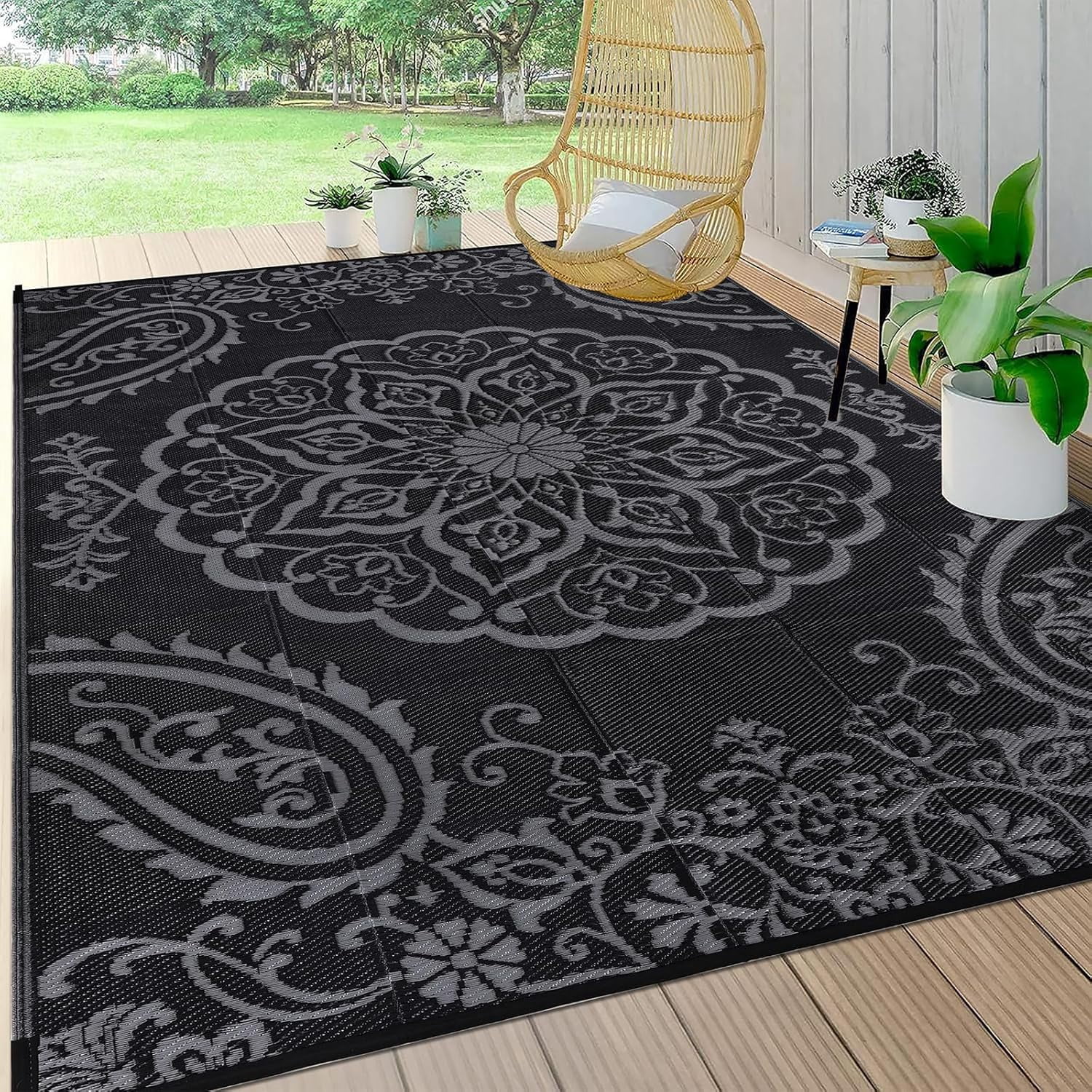 General Waterproof Outdoor Rug 8x10, Reversible Plastic Straw Patio ...