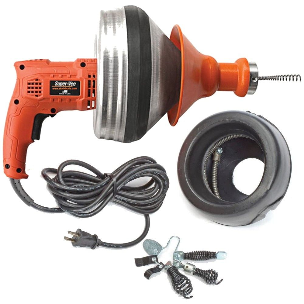 General Wire Super-Vee Hand Electric Drain Cleaner w/ 25' x 1/4" and 25 ...