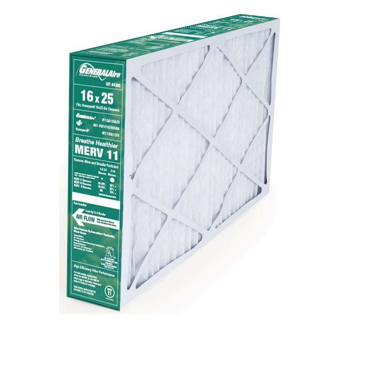 GeneralAire 4366 Air Filter, MERV 11 Rating, 16x25 Size Fit, GA100A29 ...