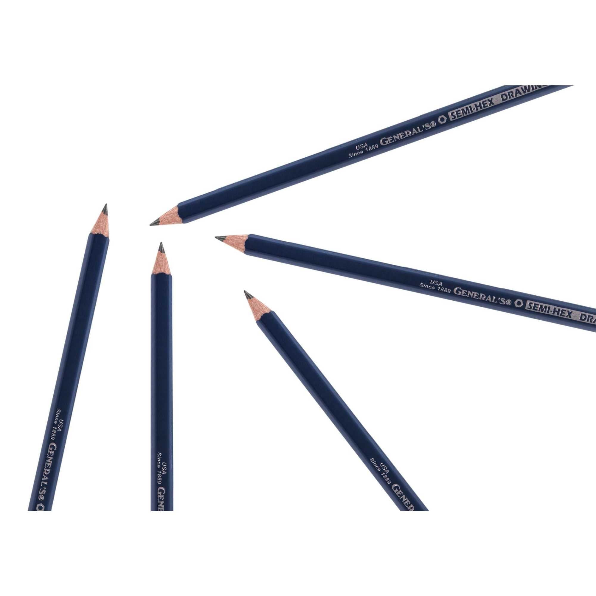Generals Hexagonal Drawing Pencils, H Thin Tip, Blue, Pack of 12 ...