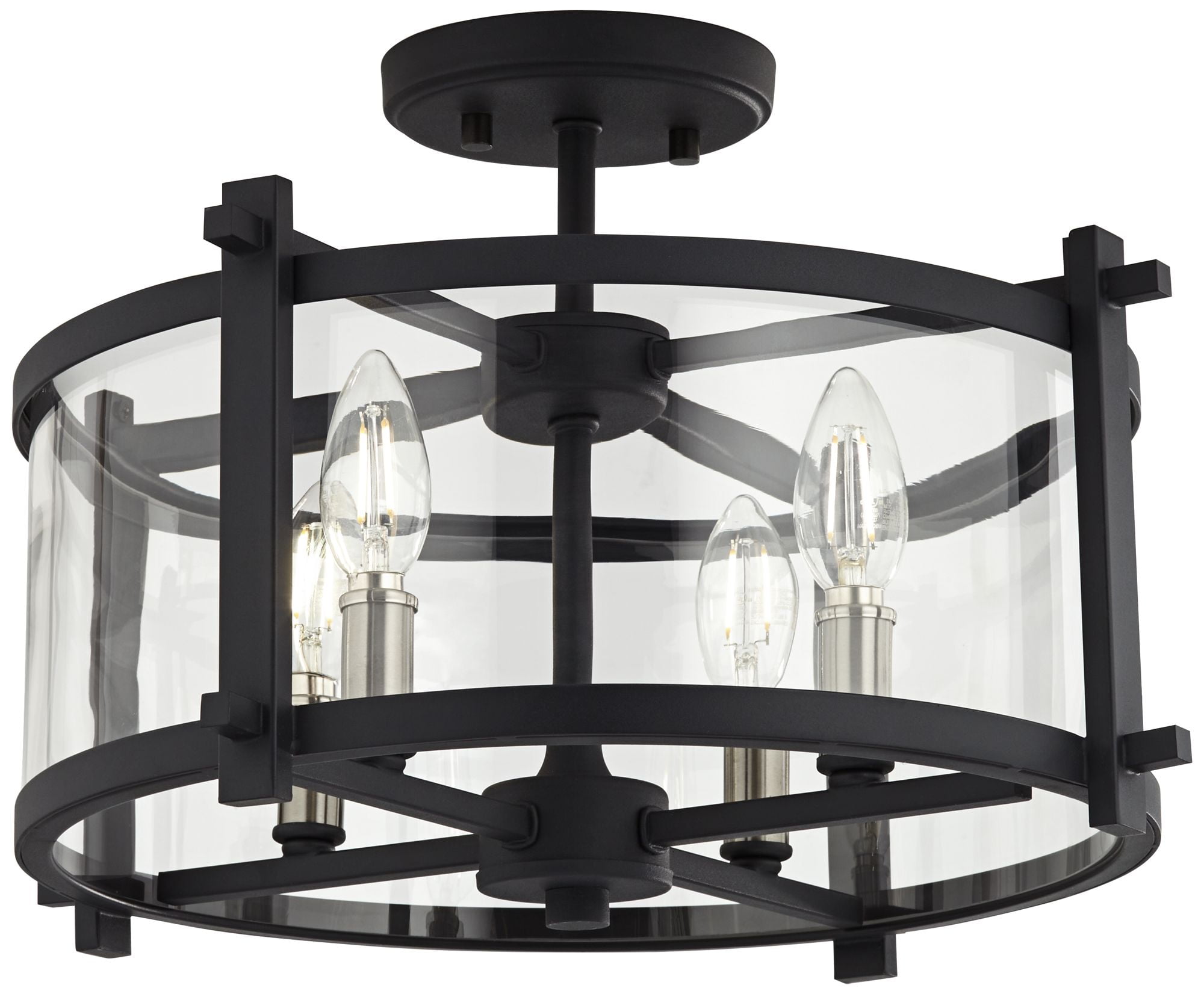 Generation Lighting Ethan 16 1/2" Iron and Glass Round Ceiling Light ...