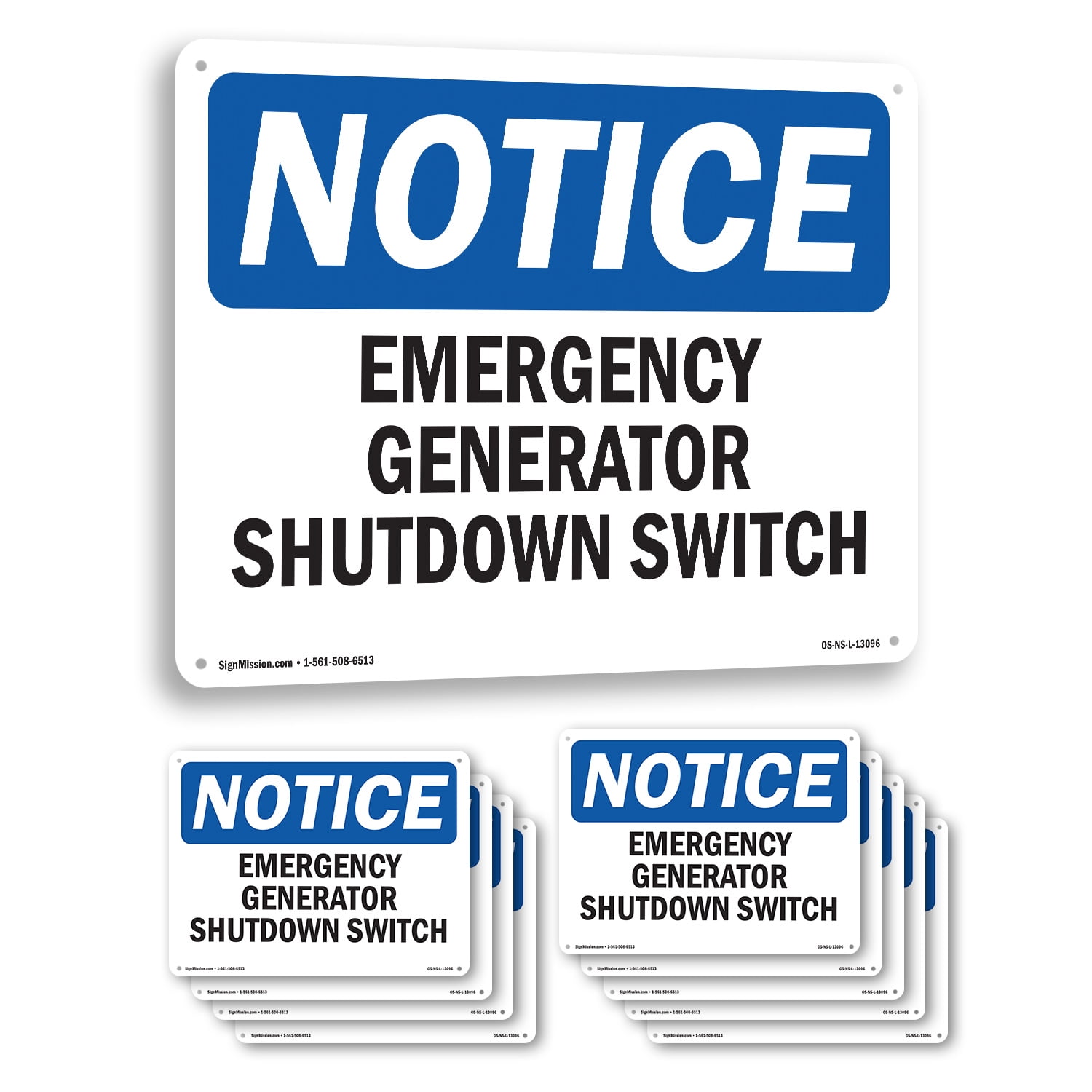Generator Emergency Shutdown Switch OSHA Notice Rigid Plastic Sign 10 ...