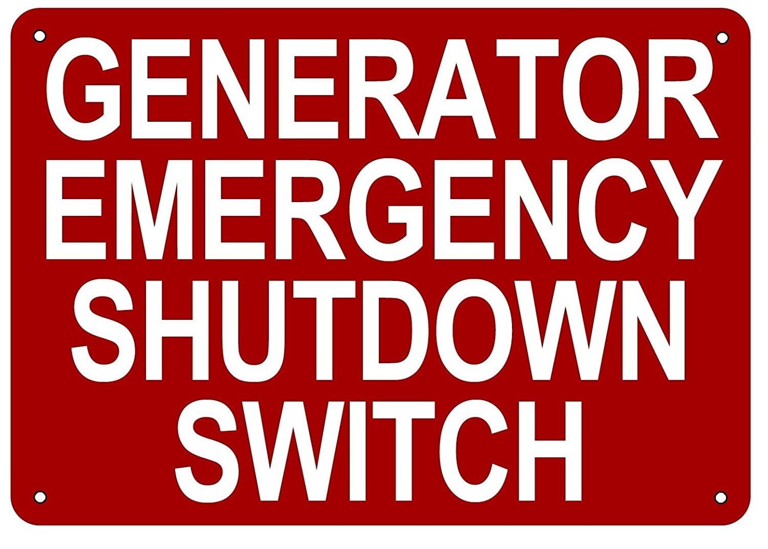 Generator Emergency Shutdown Switch Sign (Aluminium 7x10) - Walmart.com
