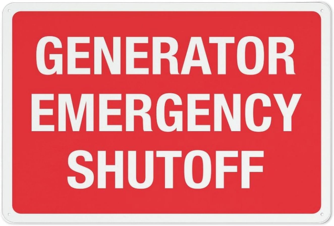 Generator Emergency Shutoff Red Sign Safety Restriction Alert Attention ...