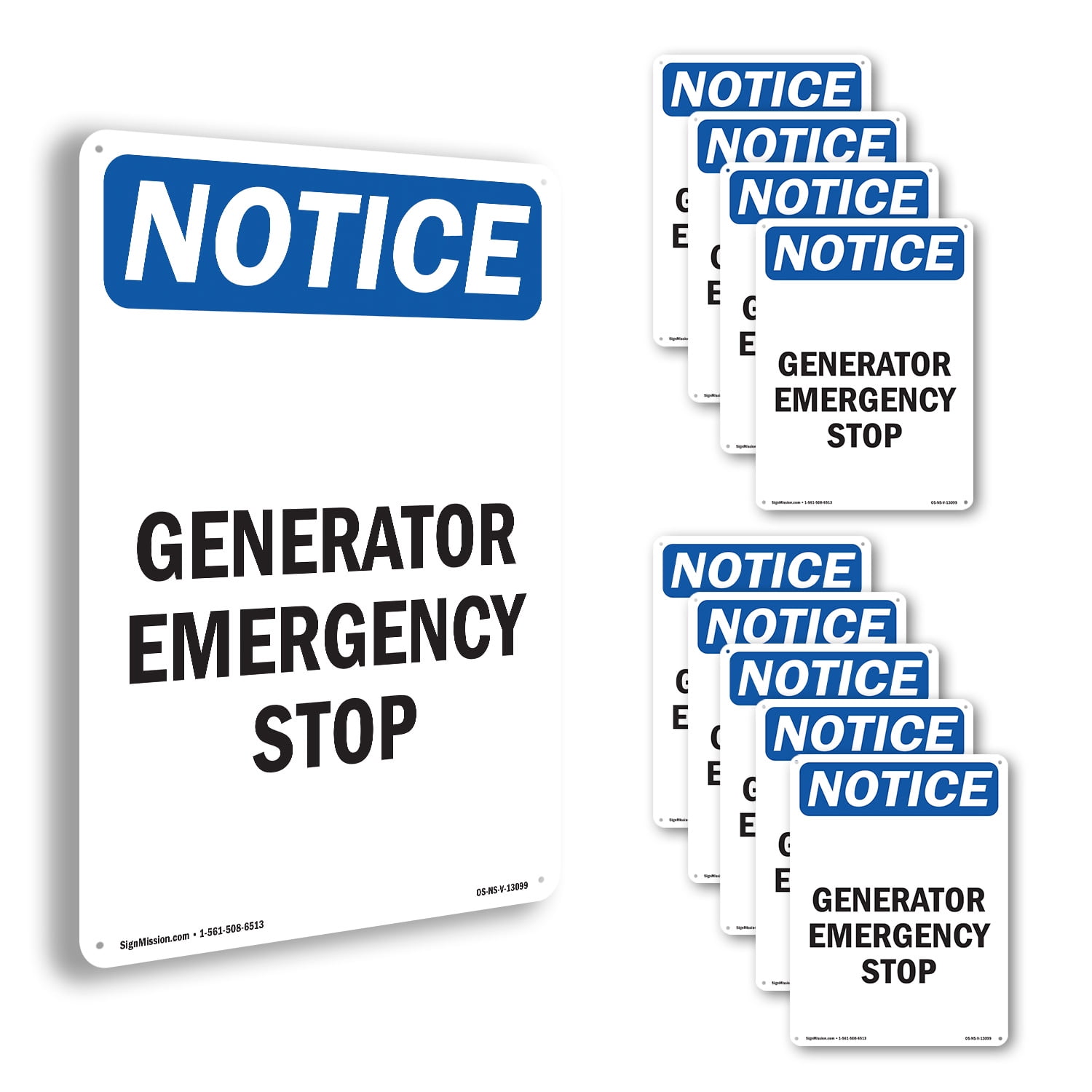 Generator Emergency Stop OSHA Notice Rigid Plastic Sign 10 Inch x 7 ...