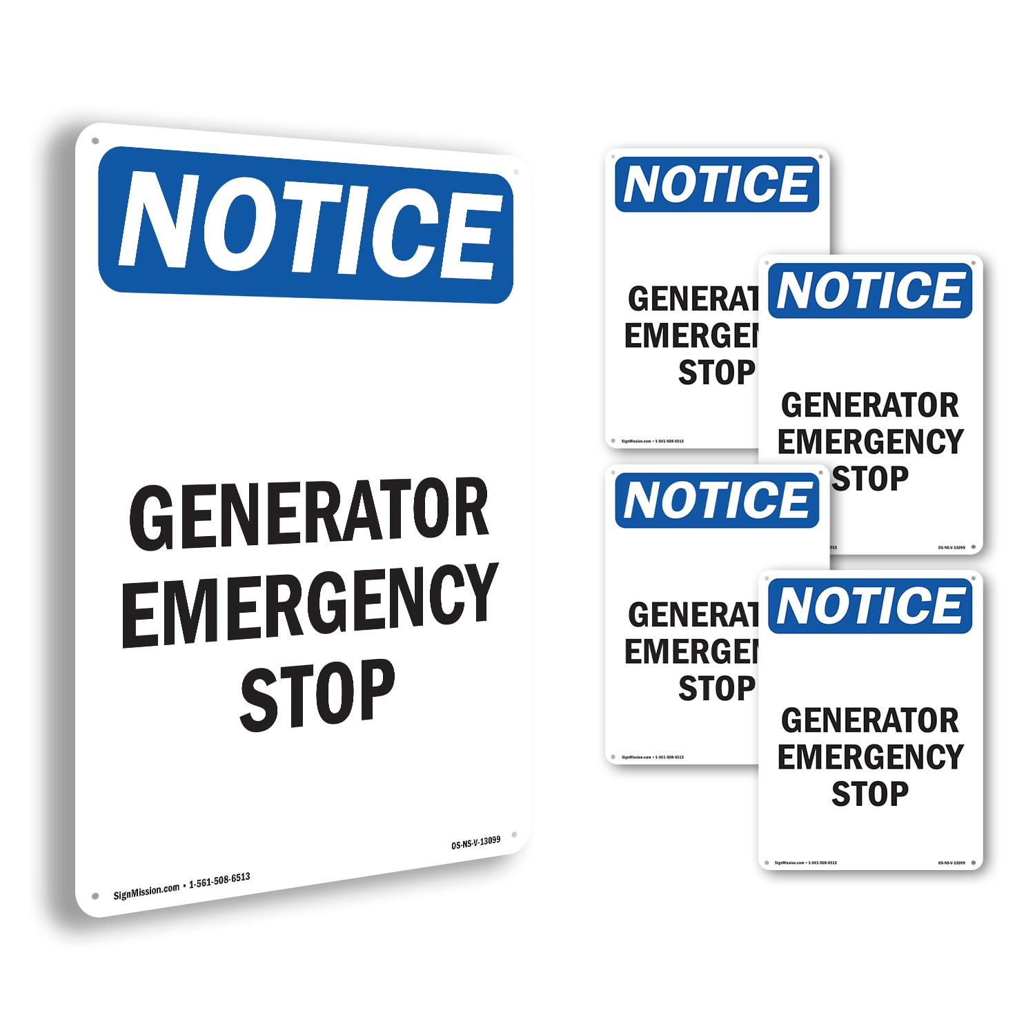 Generator Emergency Stop OSHA Notice Rigid Plastic Sign 18 Inch x 12 ...