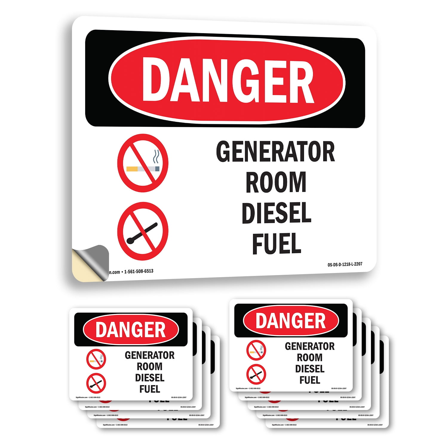 Generator Room Diesel Fuel OSHA Danger Vinyl Decal Label 24 Inch x 18 ...