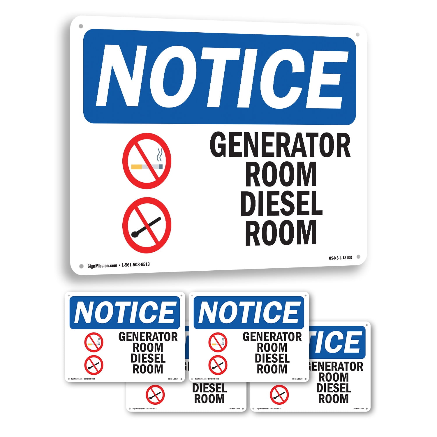 Generator Room Diesel Fuel OSHA Notice Aluminum Sign 24 Inch x 18 Inch ...