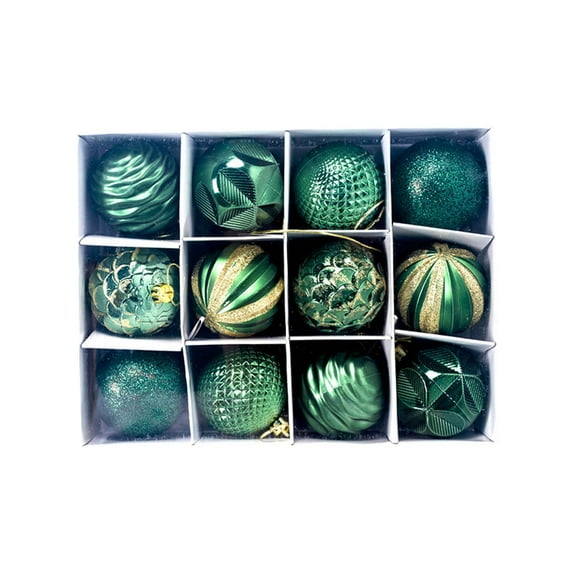 Generic 12 Pc Christmas Ornaments Balls Xmas Tree Shatterproof ...