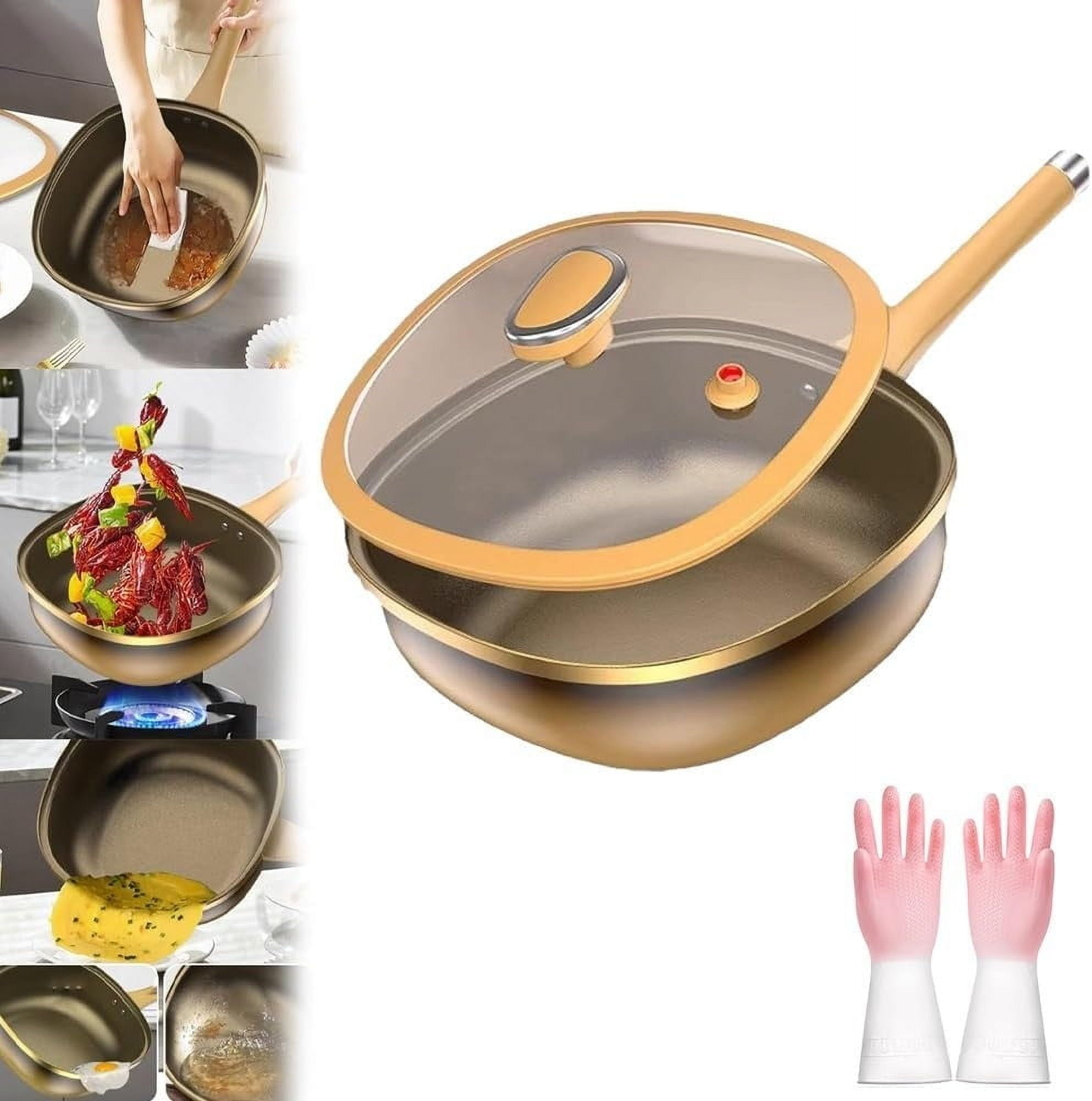 Generic 12in Titanium Alloy Non-Stick Pot With Lid Multi-Purpose Deep ...