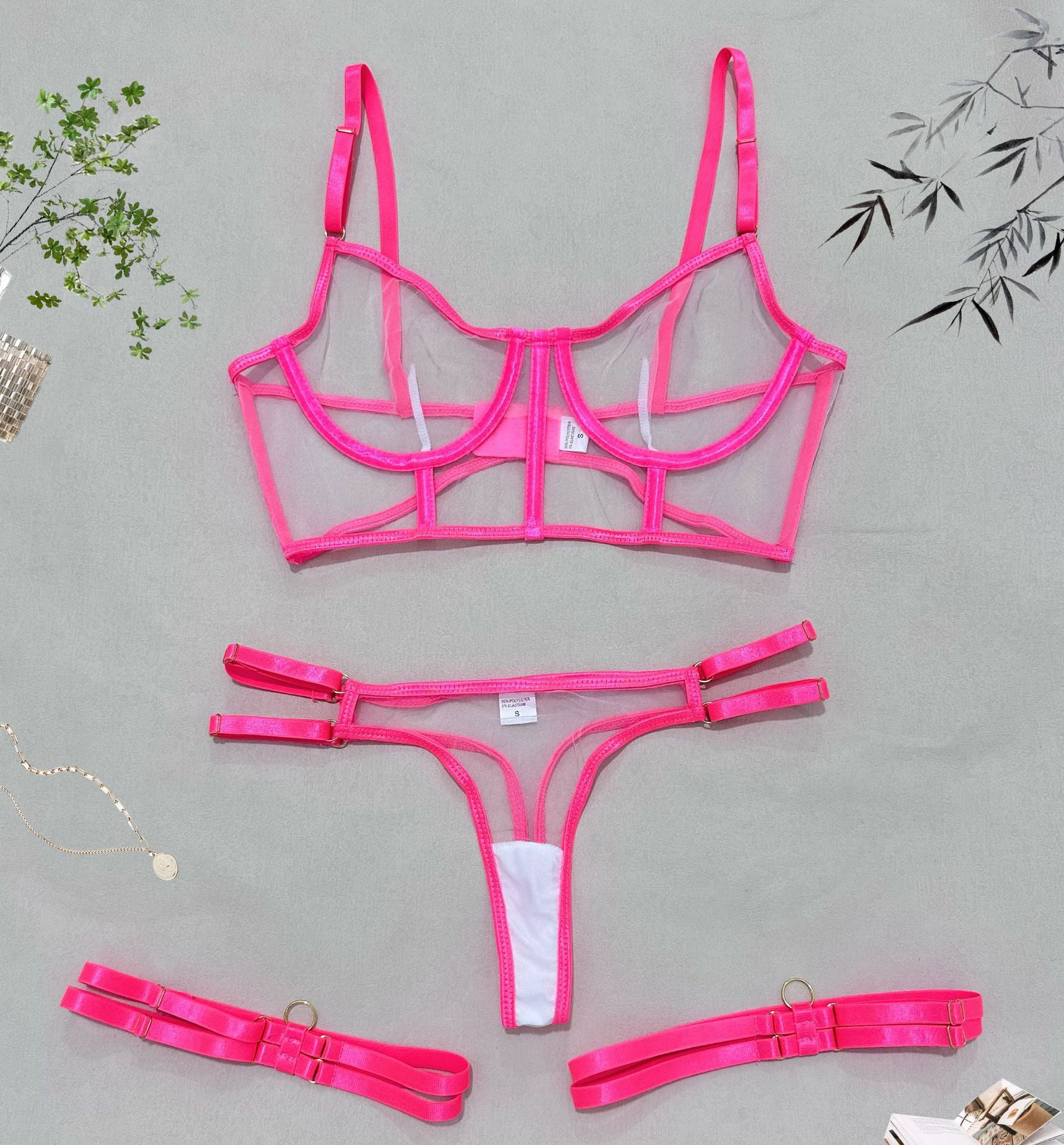 Generic 2025 Ins Popular Mesh Girl Bra See-through Sexy Underwear Three ...