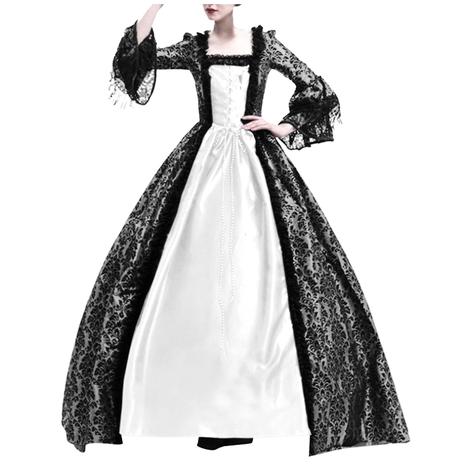 Generic 2025 Lace Stitching Large Bell Sleeve Medieval Dress Court ...