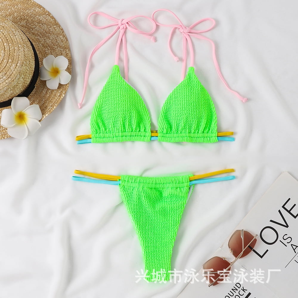 Generic 2025 New Bikini Solid Swimsuit Swimming Suit Women Triangle Bag ...