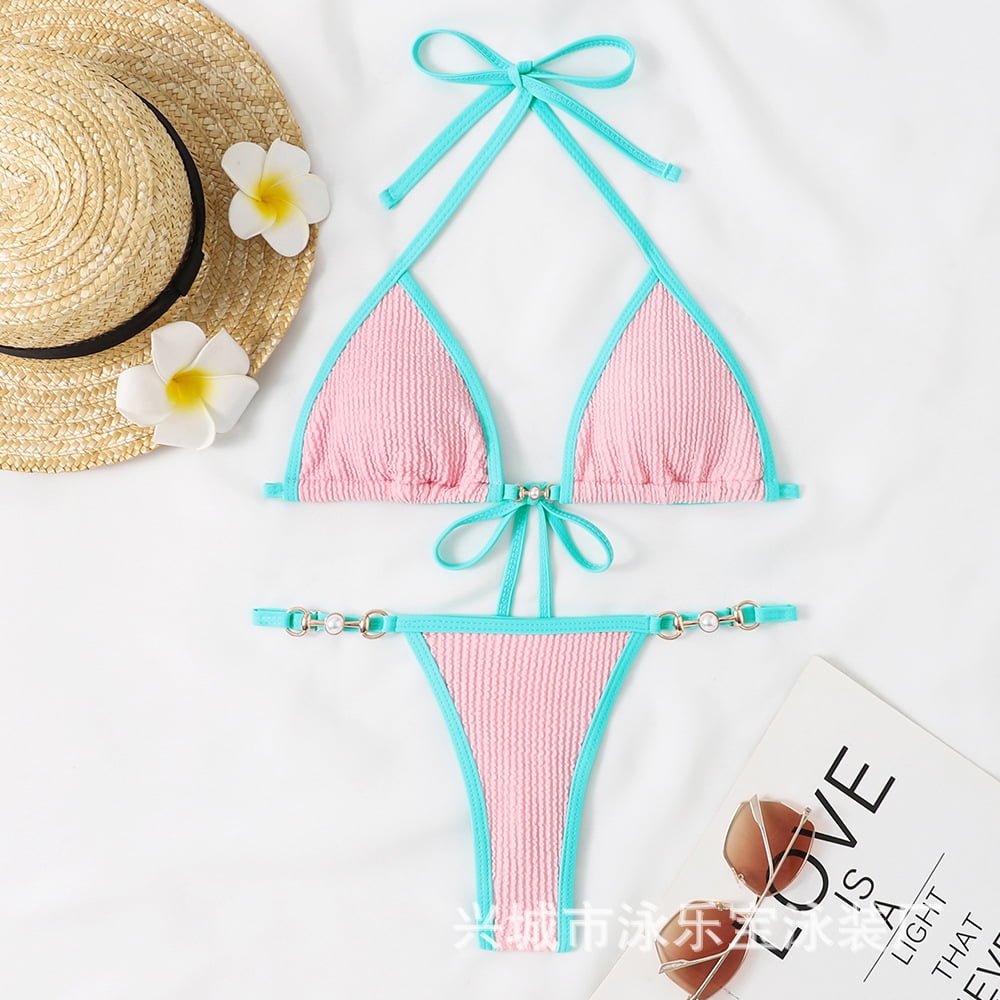 Generic 2025 Rib Fabric Split Bikini New Multi-Color Gold Accessories ...