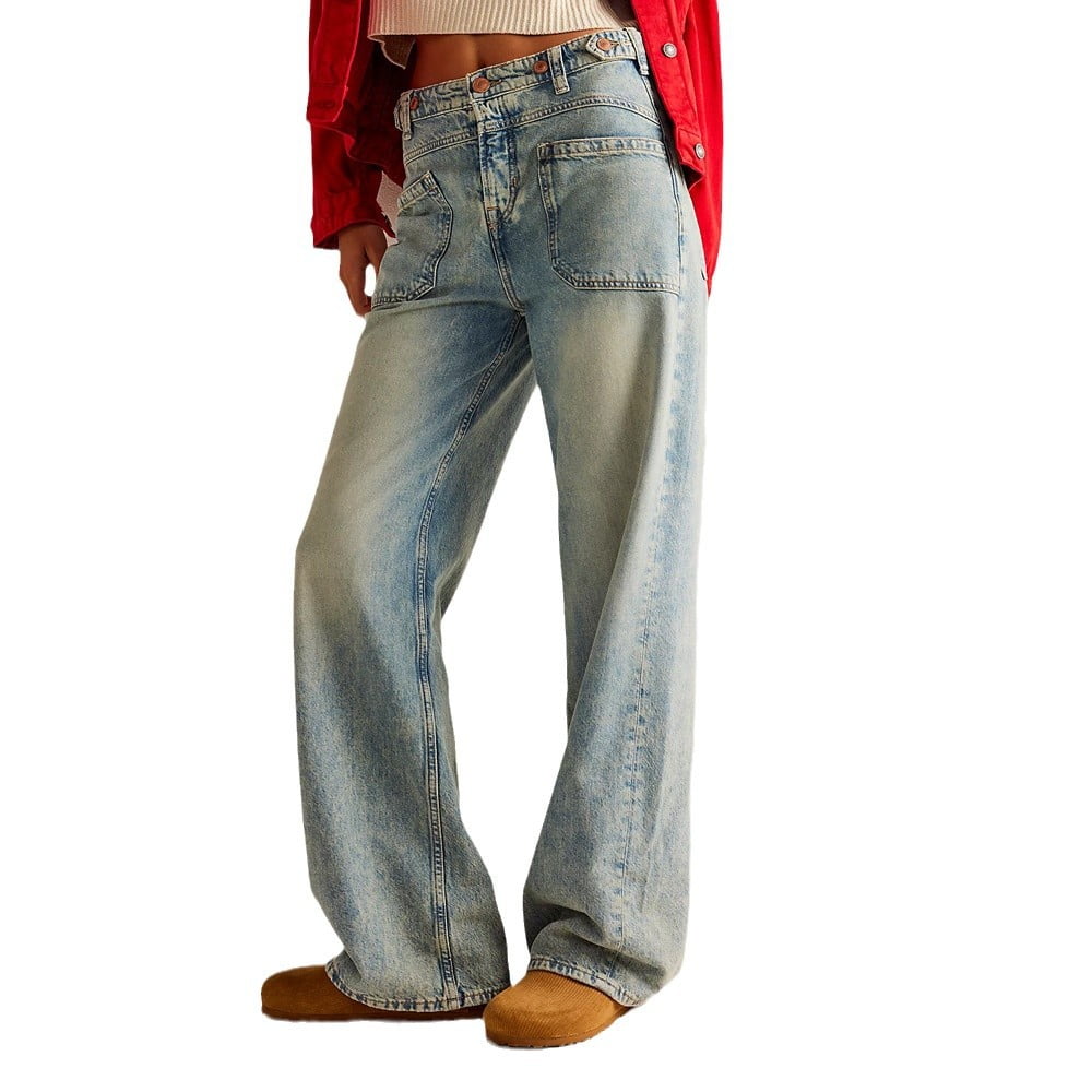 Generic 2025 Spring New Women's Retro Denim Trousers Wide Leg Long Leg ...