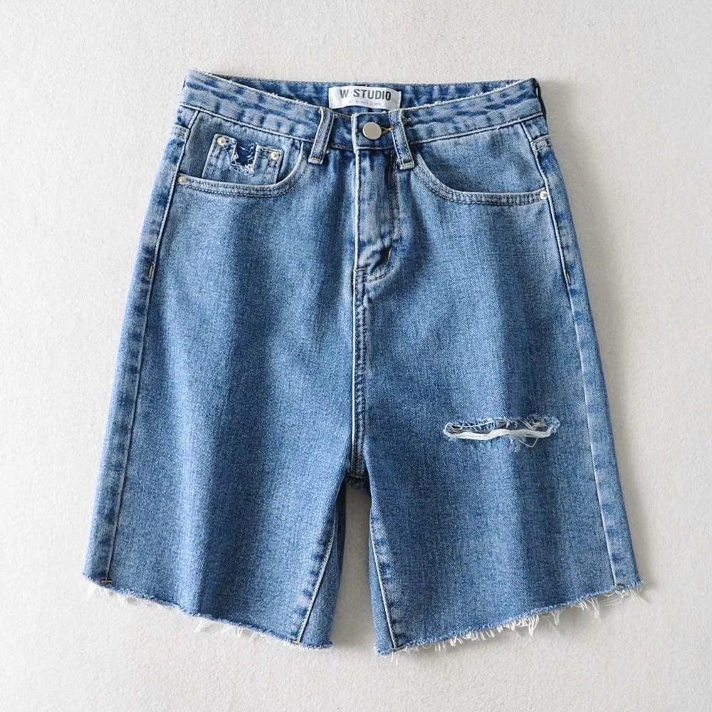 Generic 2025 Summer Oversized Loose Slimming Water Washed Hole Frayed ...