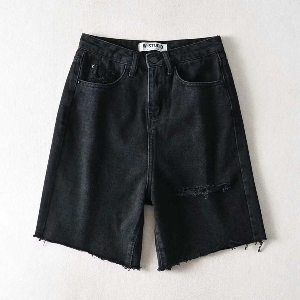 Generic 2025 Summer Oversized Loose Slimming Water Washed Hole Frayed ...