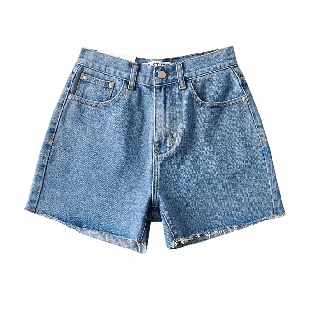 Generic 2025 Summer Slim Fit Distressed Raw Edge Denim Shorts Women's ...
