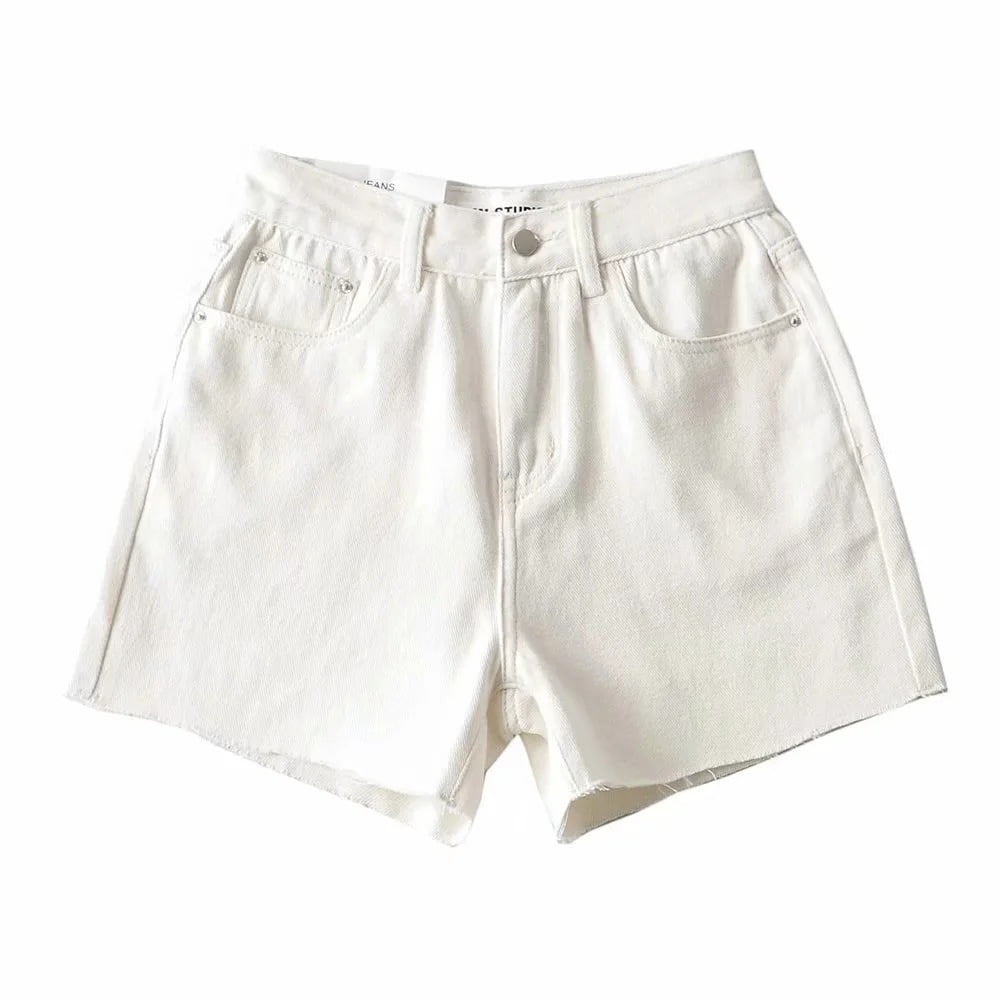 Generic 2025 Summer Slim Fit Distressed Raw Edge Denim Shorts Women's ...