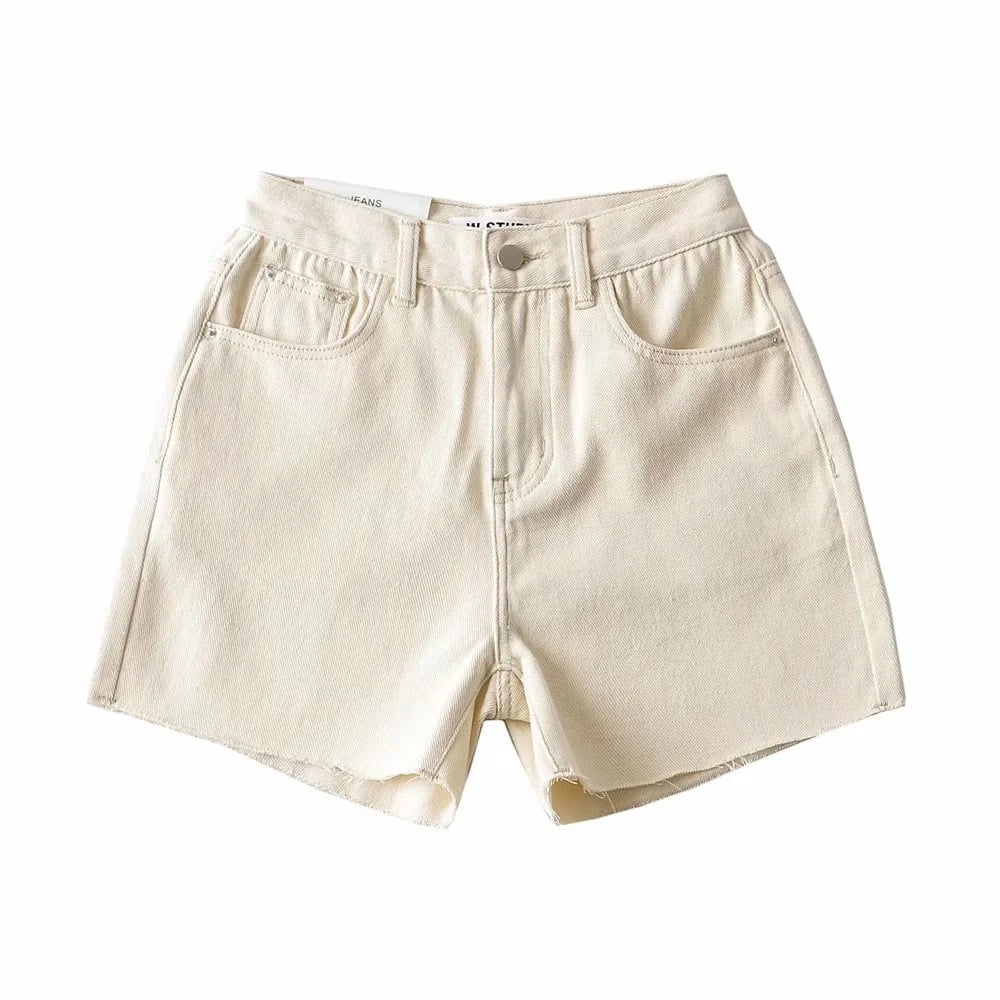 Generic 2025 Summer Slim Fit Distressed Raw Edge Denim Shorts Women's ...