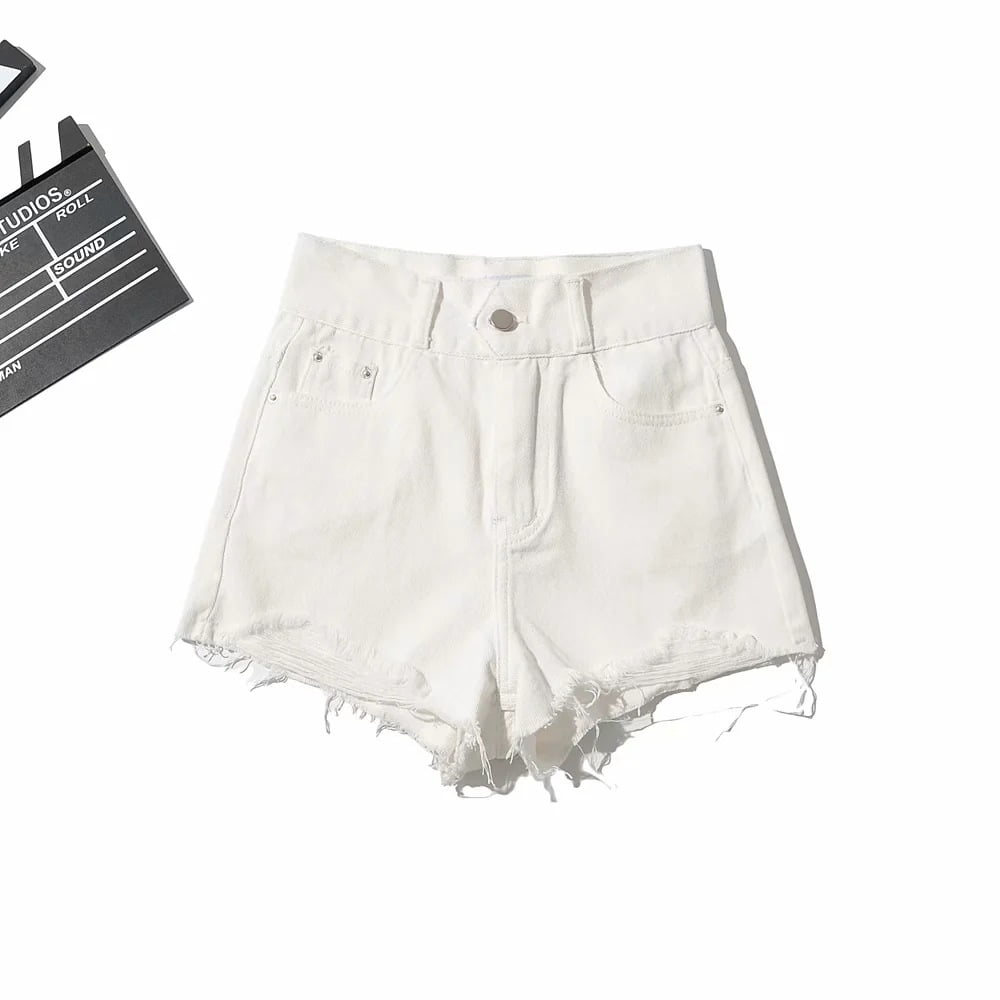 Generic 2025 Summer Washed High Waist Slimming Worn Raw Edge Denim ...