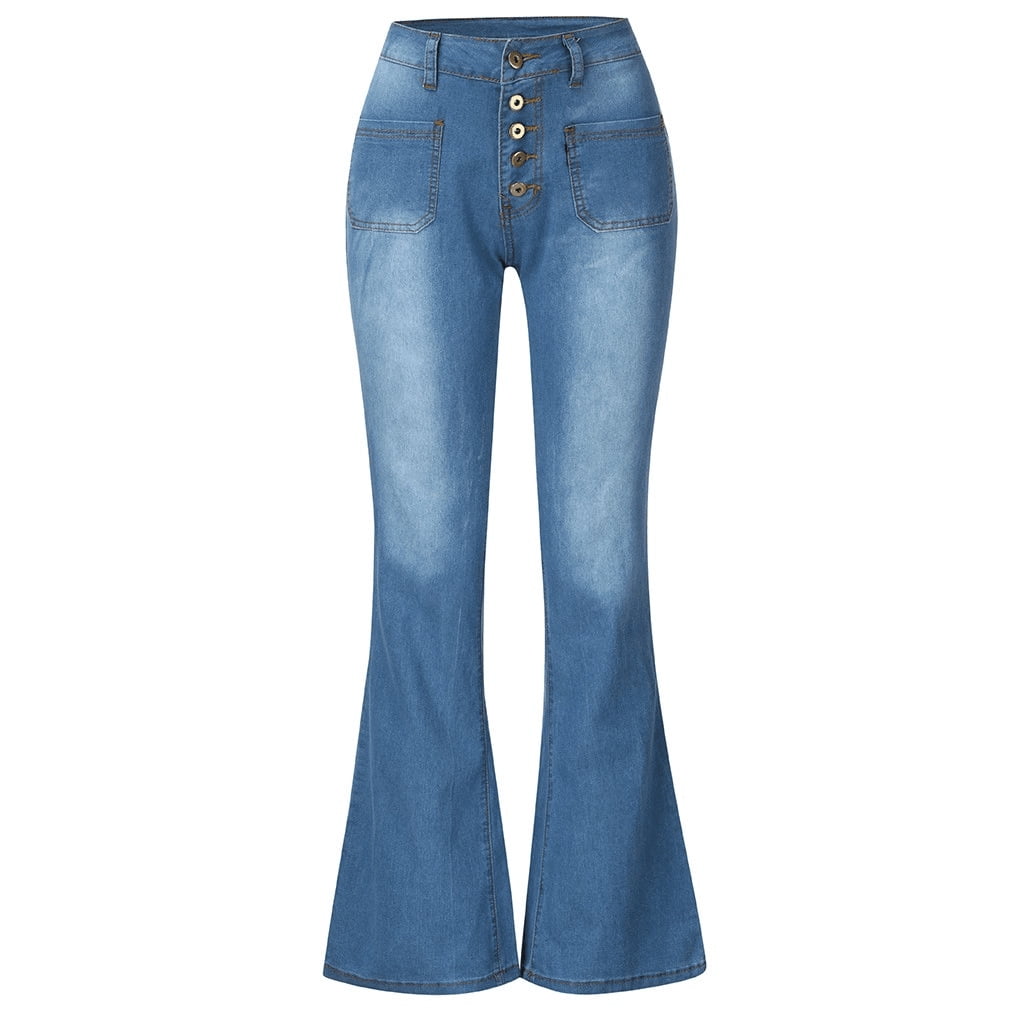 Generic Row Port Bell-Bottom Pants High Elastic Women's Jeans - Walmart.com